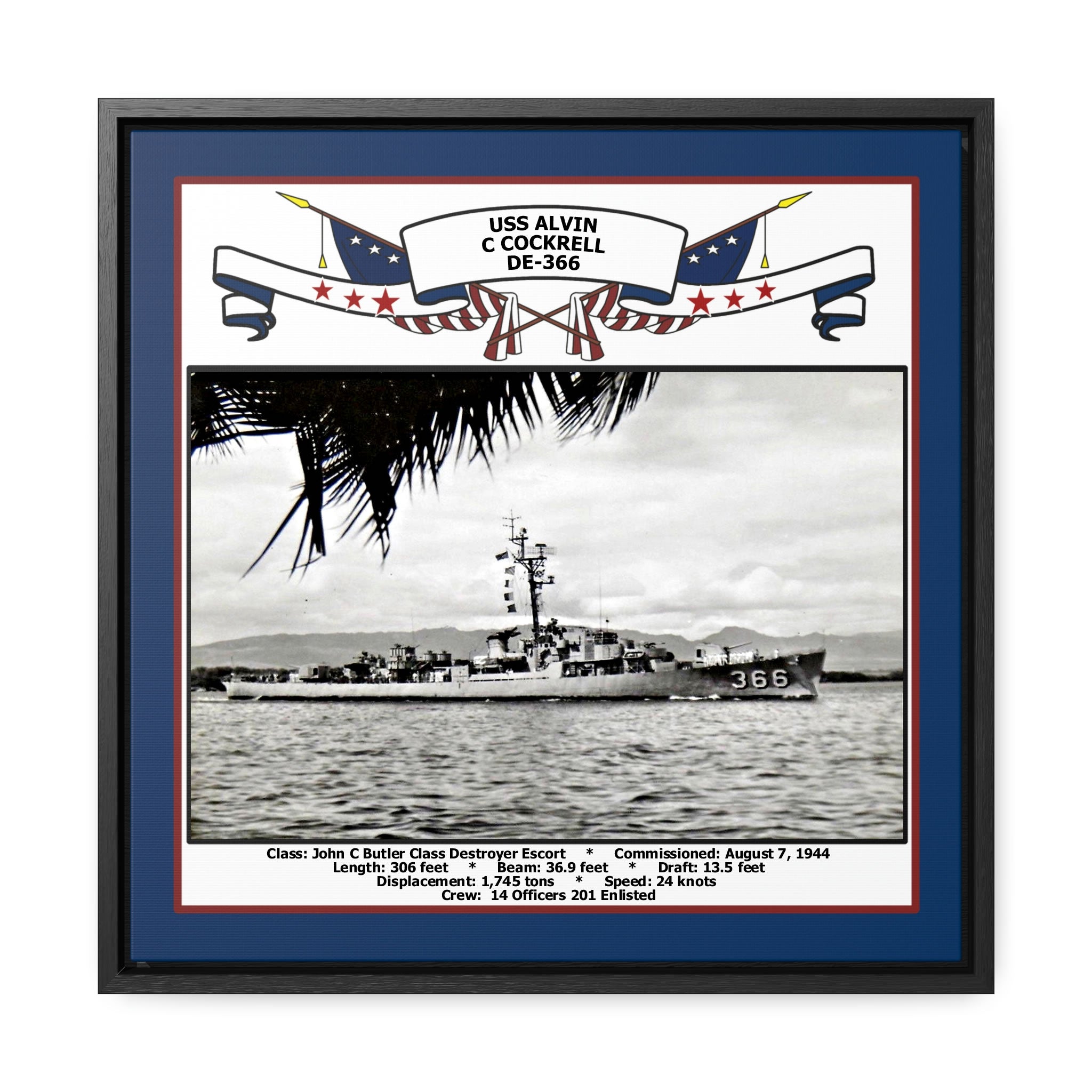 USS Alvin C Cockrell DE-366 Navy Floating Frame Photo – Navy Emporium