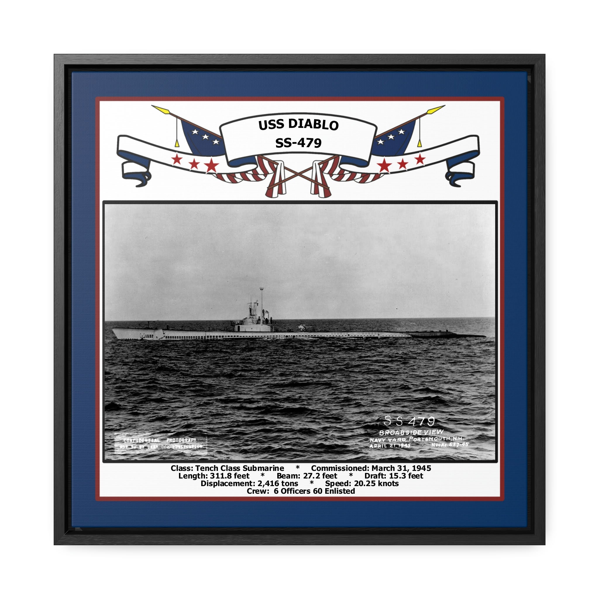 USS Diablo SS-479 Navy Floating Frame Photo – Navy Emporium