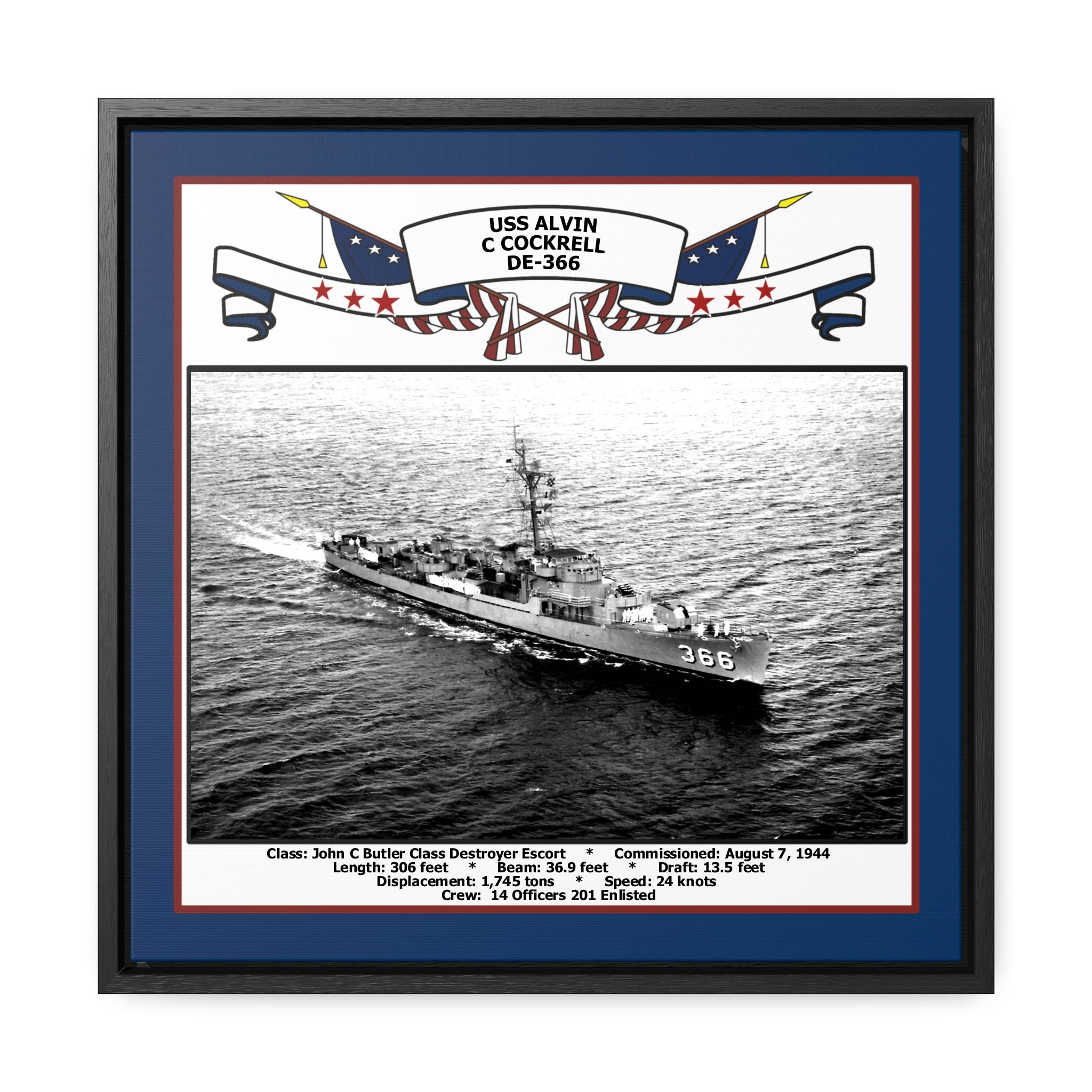 USS Alvin C Cockrell DE-366 Navy Floating Frame Photo – Navy Emporium