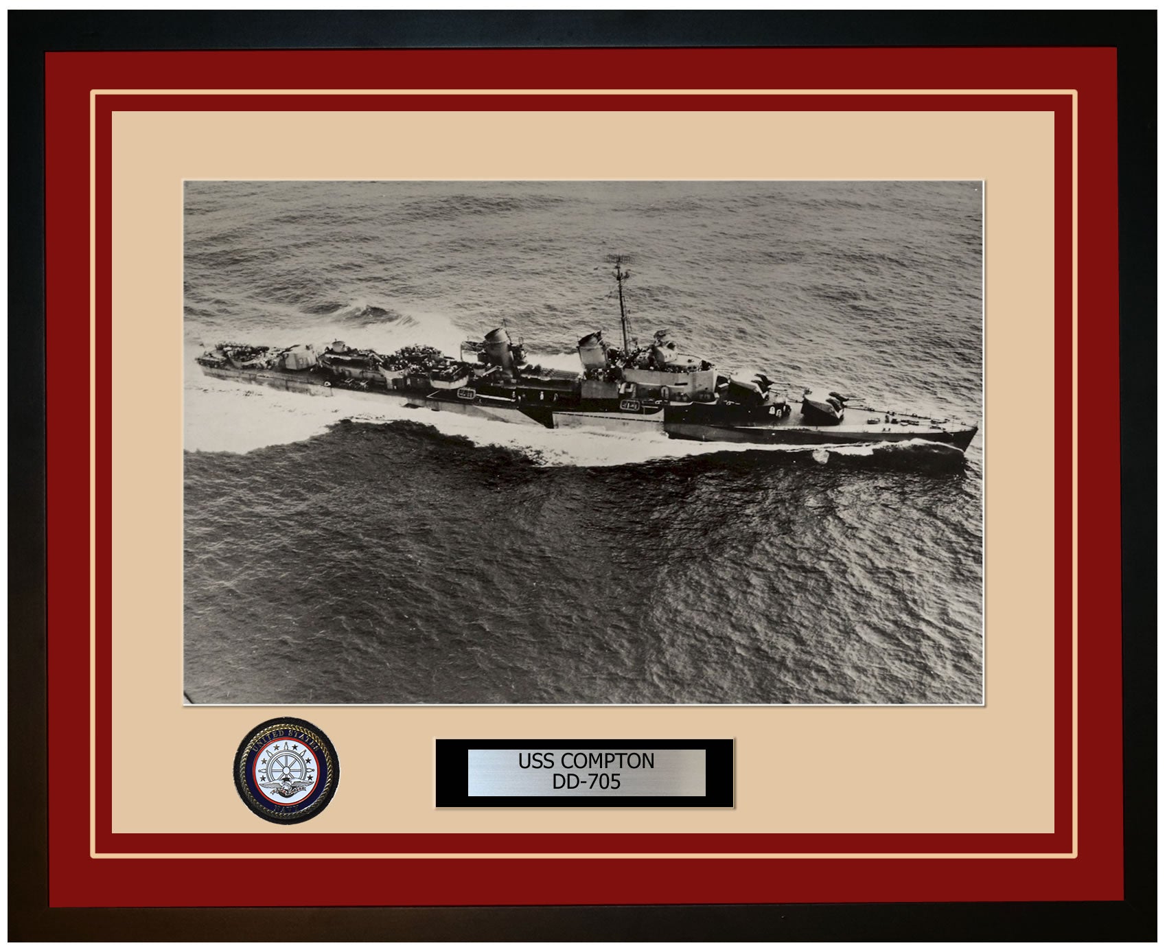 USS COMPTON DD-705 Framed Navy Ship Photo Burgundy – Navy Emporium
