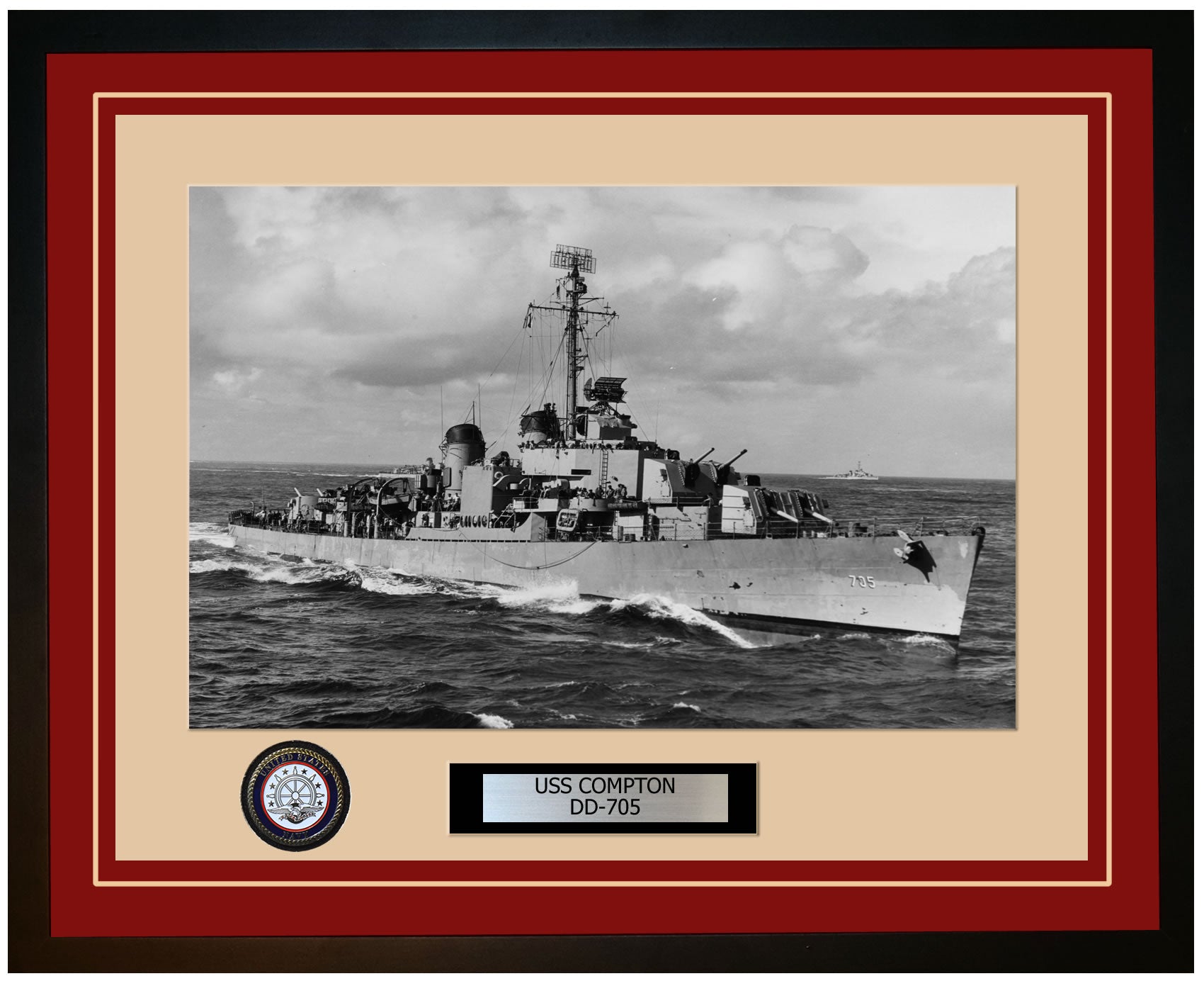 USS COMPTON DD-705 Framed Navy Ship Photo Burgundy – Navy Emporium