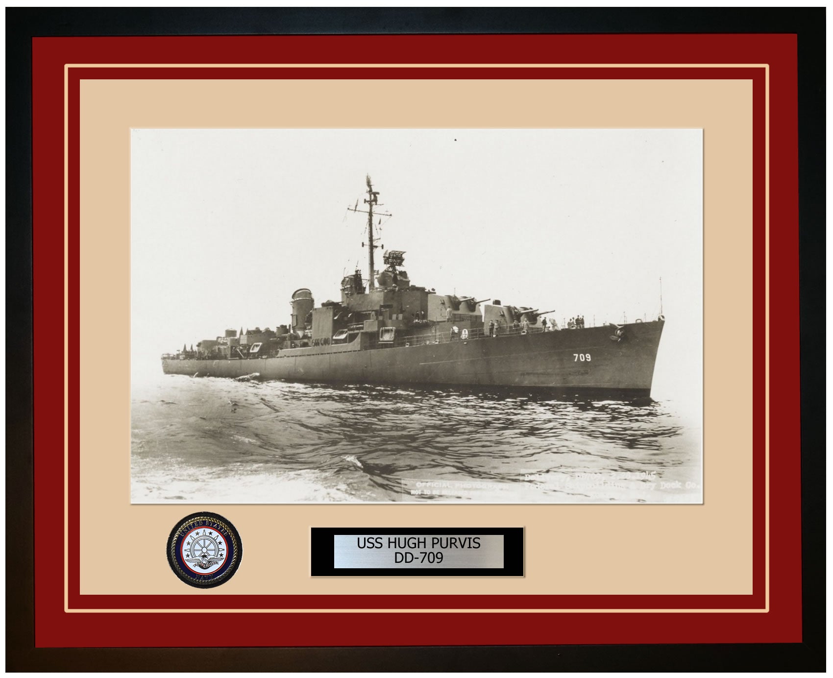 USS HUGH PURVIS DD-709 Framed Navy Ship Photo Burgundy – Navy Emporium