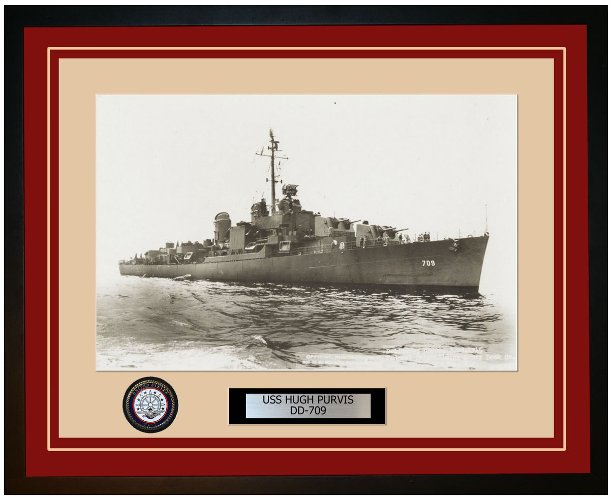 USS HUGH PURVIS DD-709 Framed Navy Ship Photo Burgundy – Navy Emporium