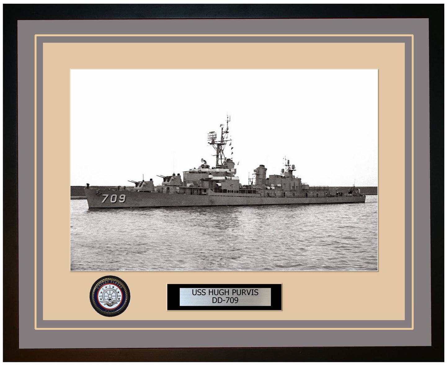 USS HUGH PURVIS DD-709 Framed Navy Ship Photo Burgundy – Navy Emporium