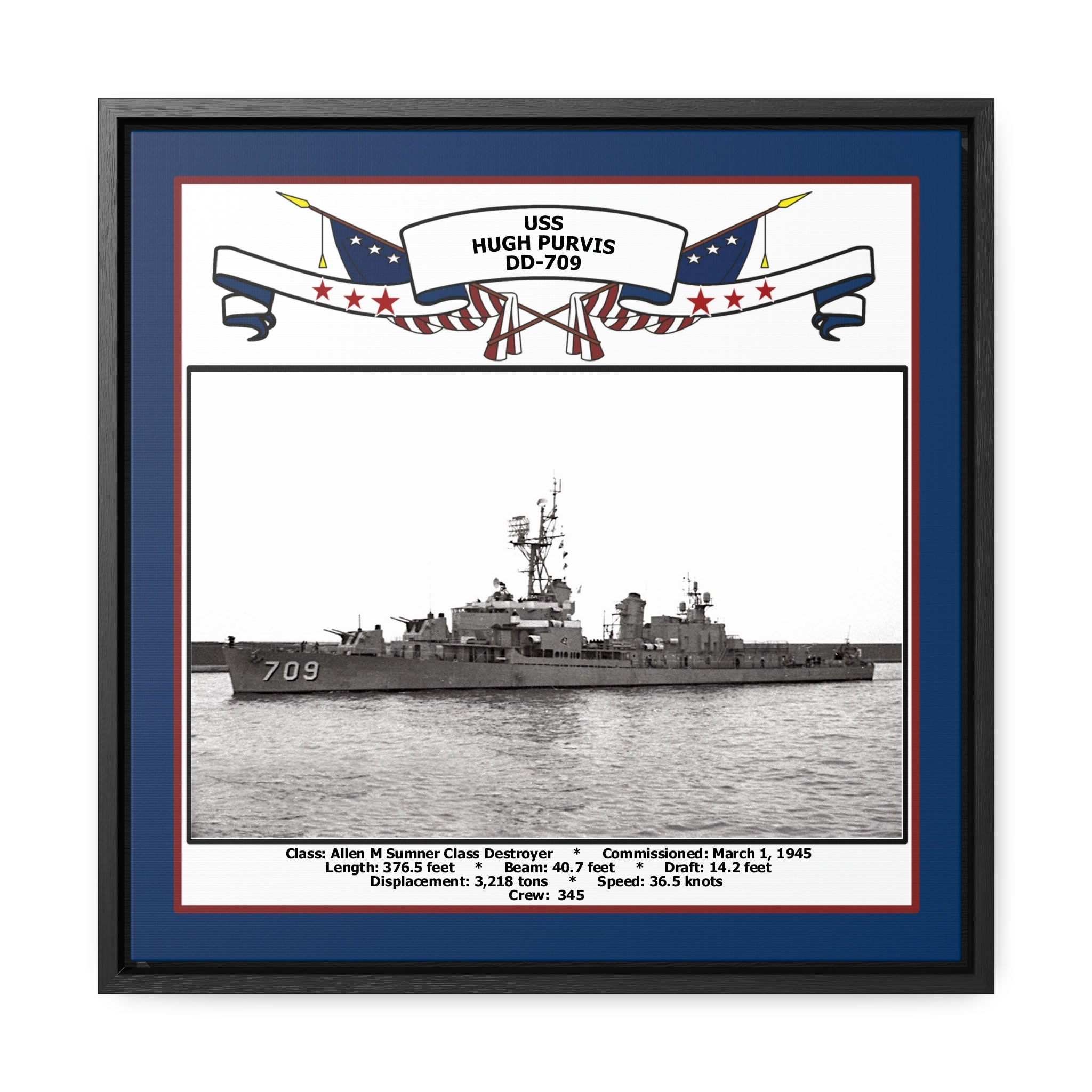 USS Hugh Purvis DD-709 Navy Floating Frame Photo – Navy Emporium