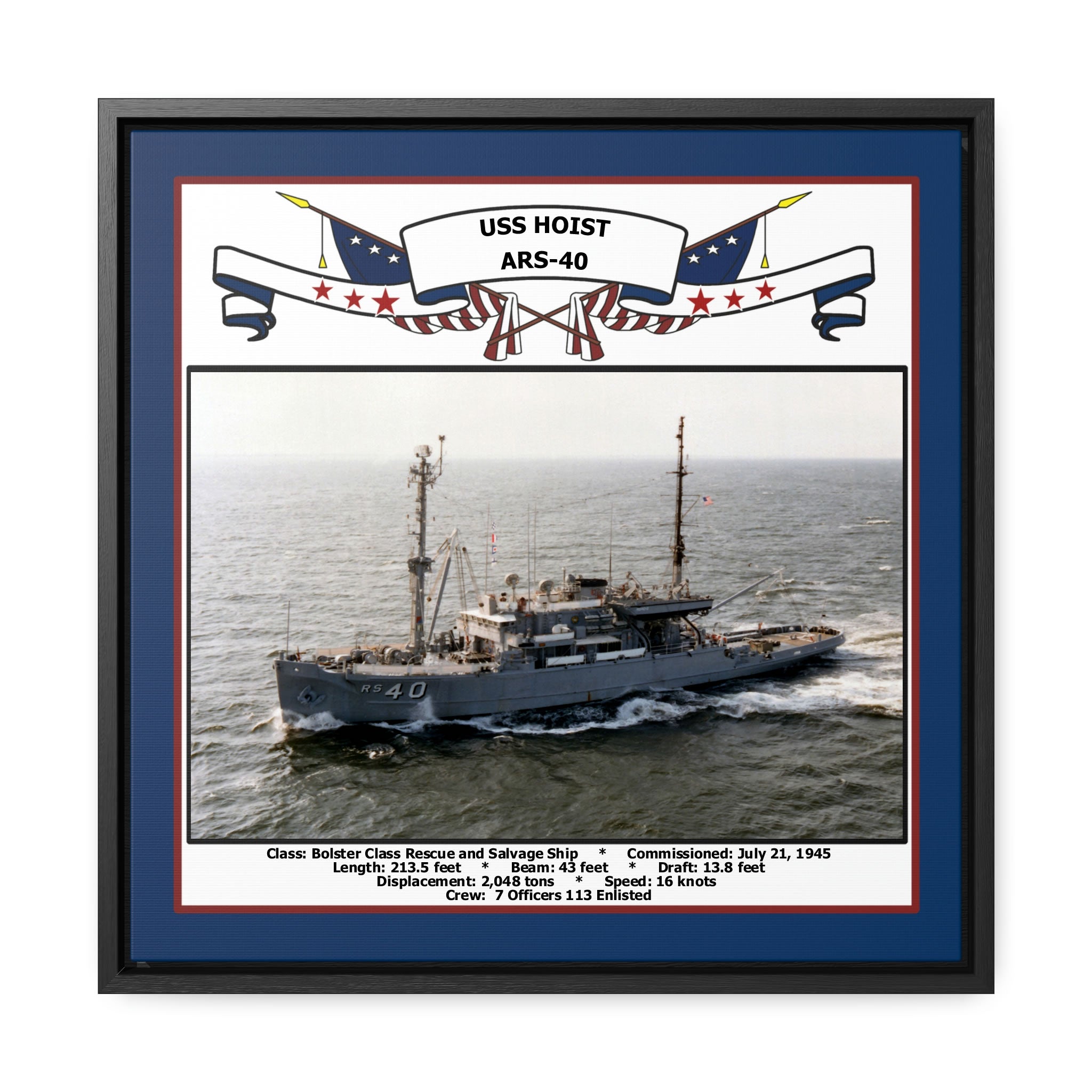USS Hoist ARS-40 Navy Floating Frame Photo – Navy Emporium