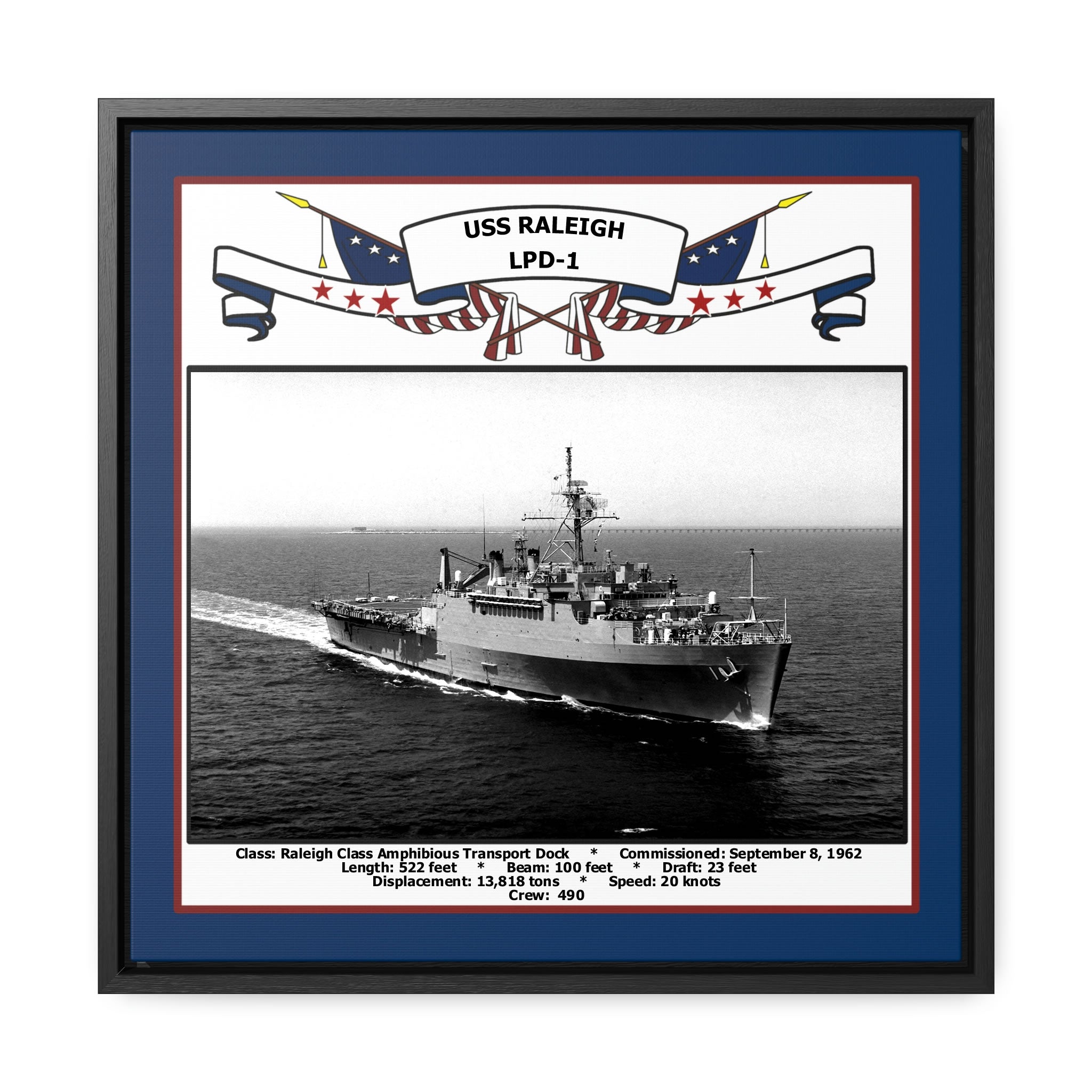 USS Raleigh LPD-1 Navy Floating Frame Photo – Navy Emporium