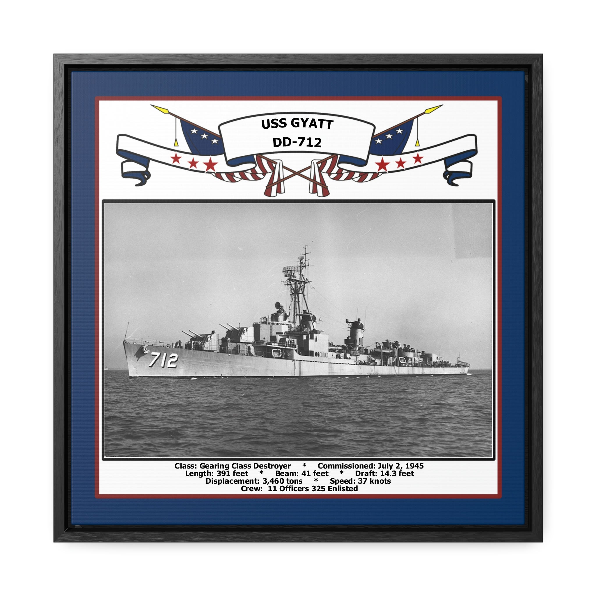 USS Gyatt DD-712 Navy Floating Frame Photo – Navy Emporium