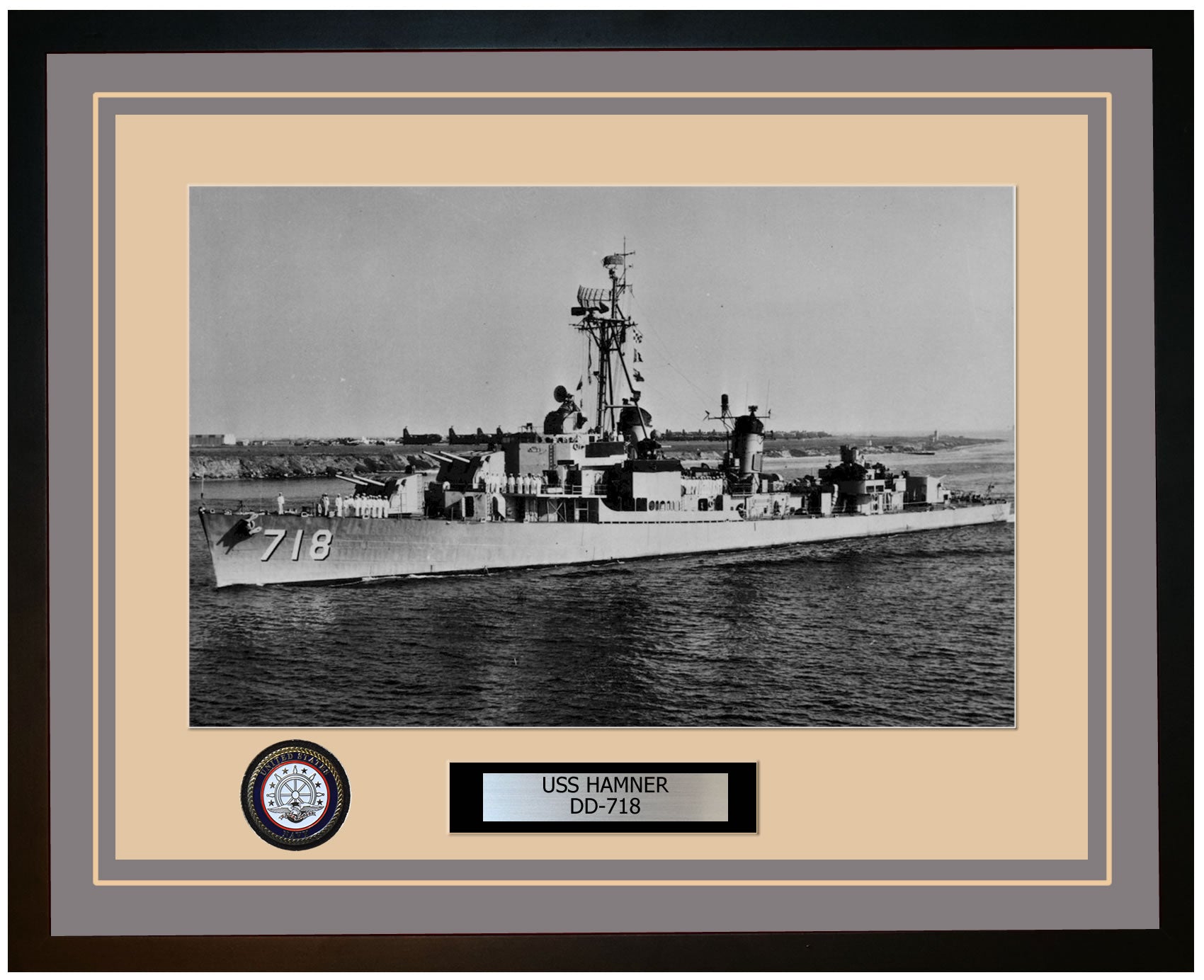 USS HAMNER DD-718 Framed Navy Ship Photo Burgundy – Navy Emporium