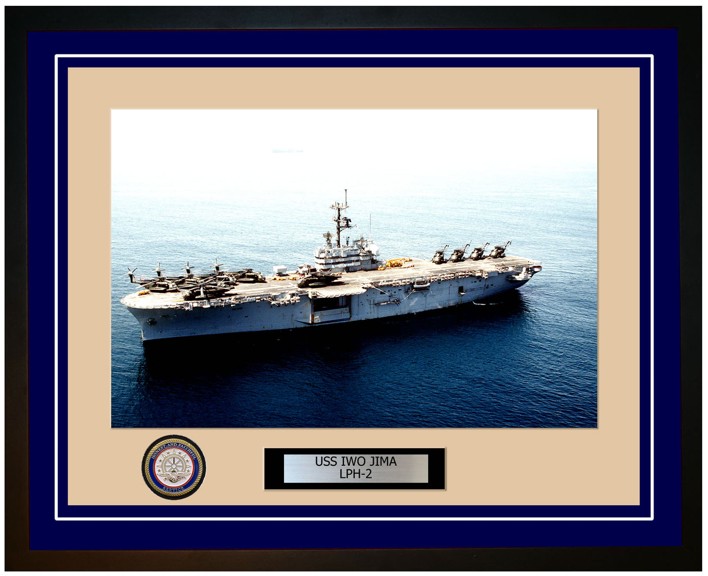 USS Iwo Jima LPH-2 Framed Navy Ship Photo Burgundy – Navy Emporium