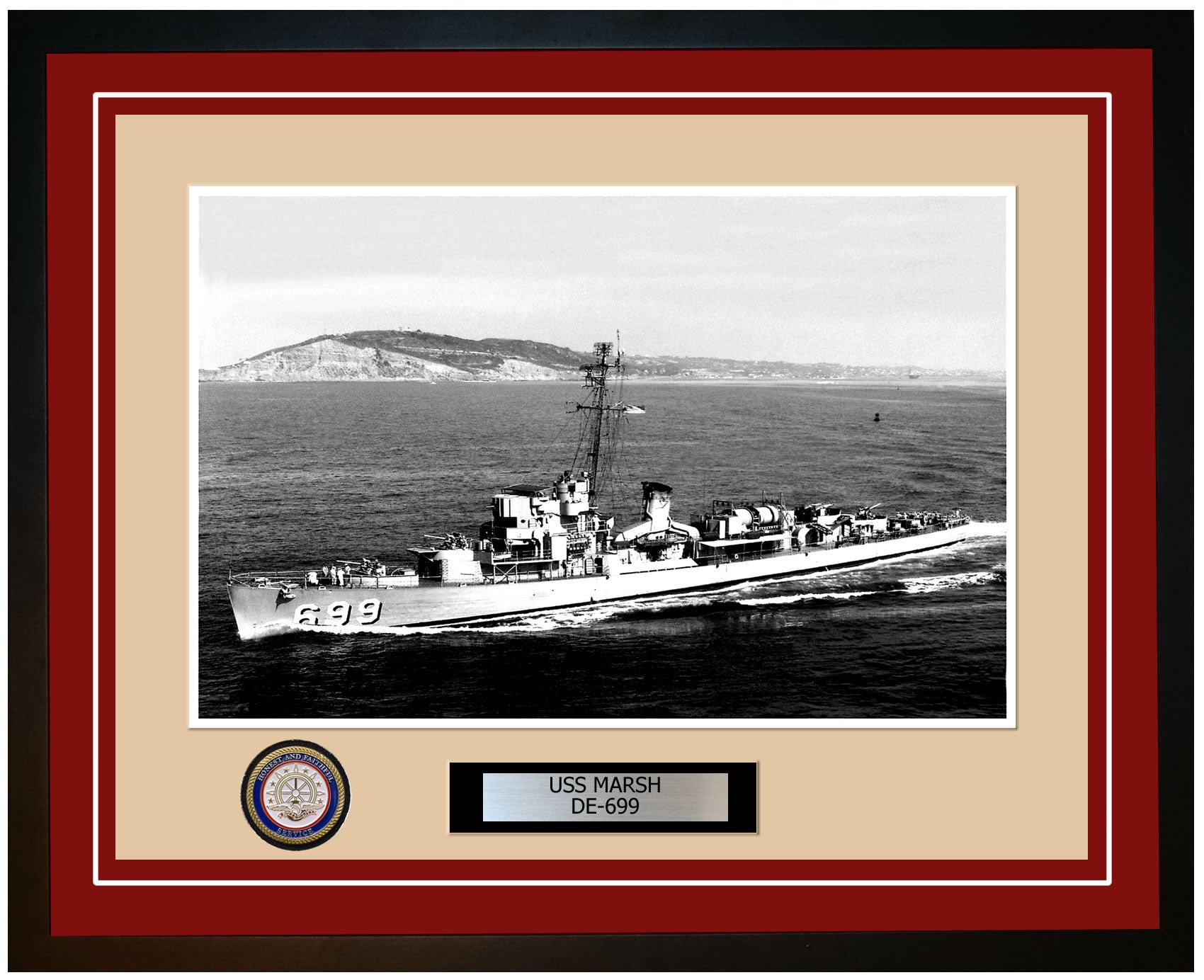 USS Marsh DE-699 Framed Navy Ship Photo Burgundy – Navy Emporium