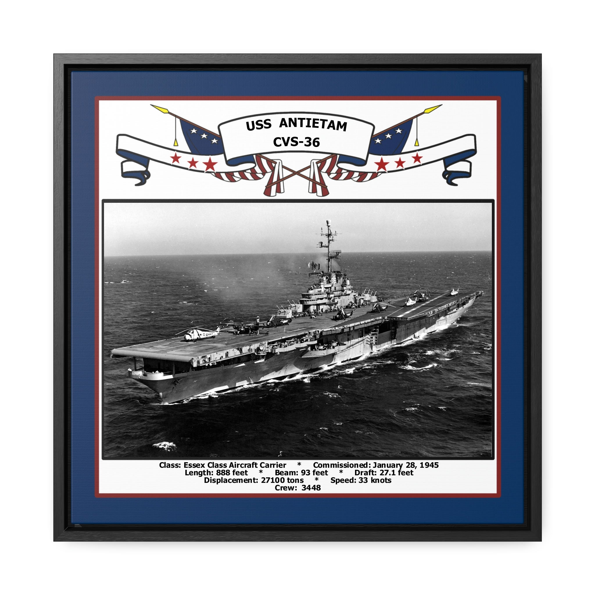 USS Antietam CVS-36 Navy Floating Frame Photo – Navy Emporium