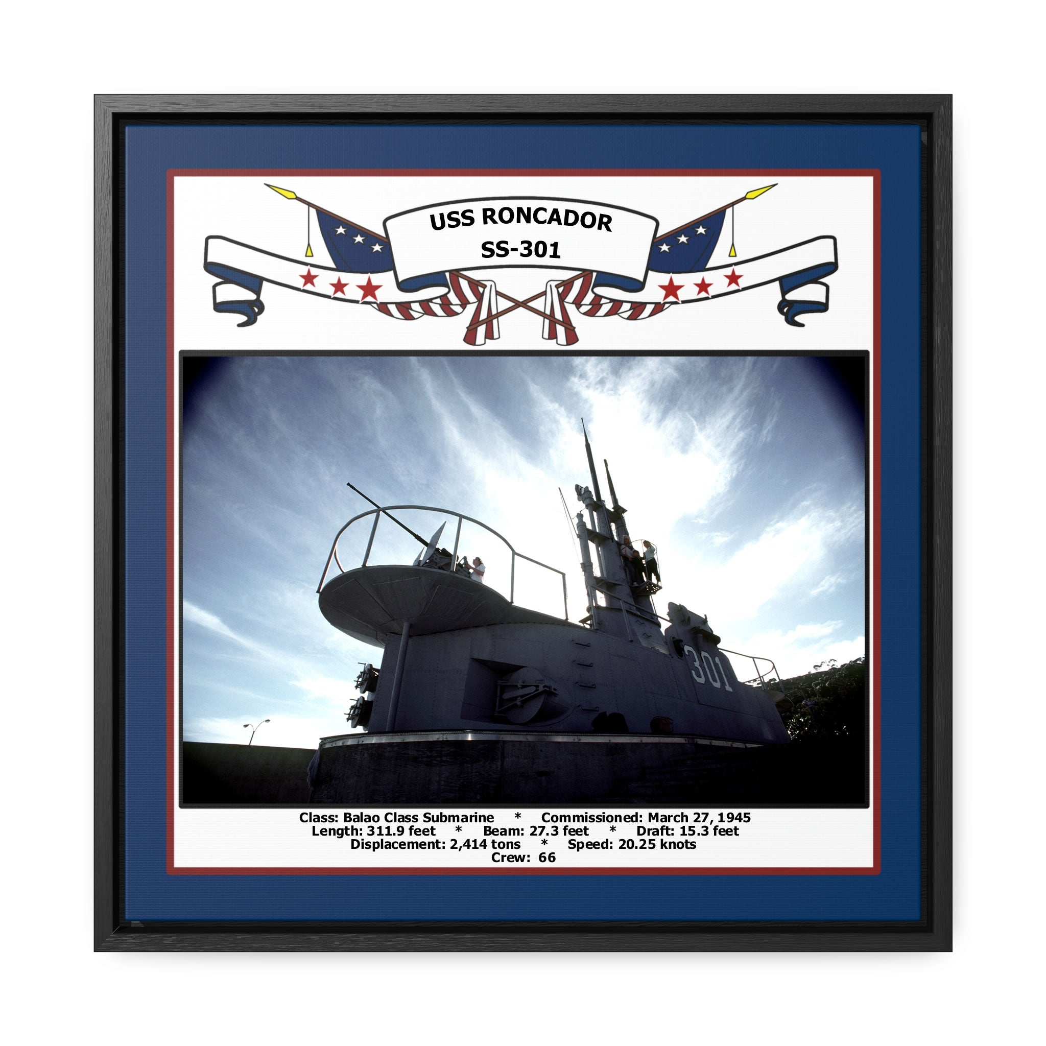USS Roncador SS-301 Navy Floating Frame Photo – Navy Emporium