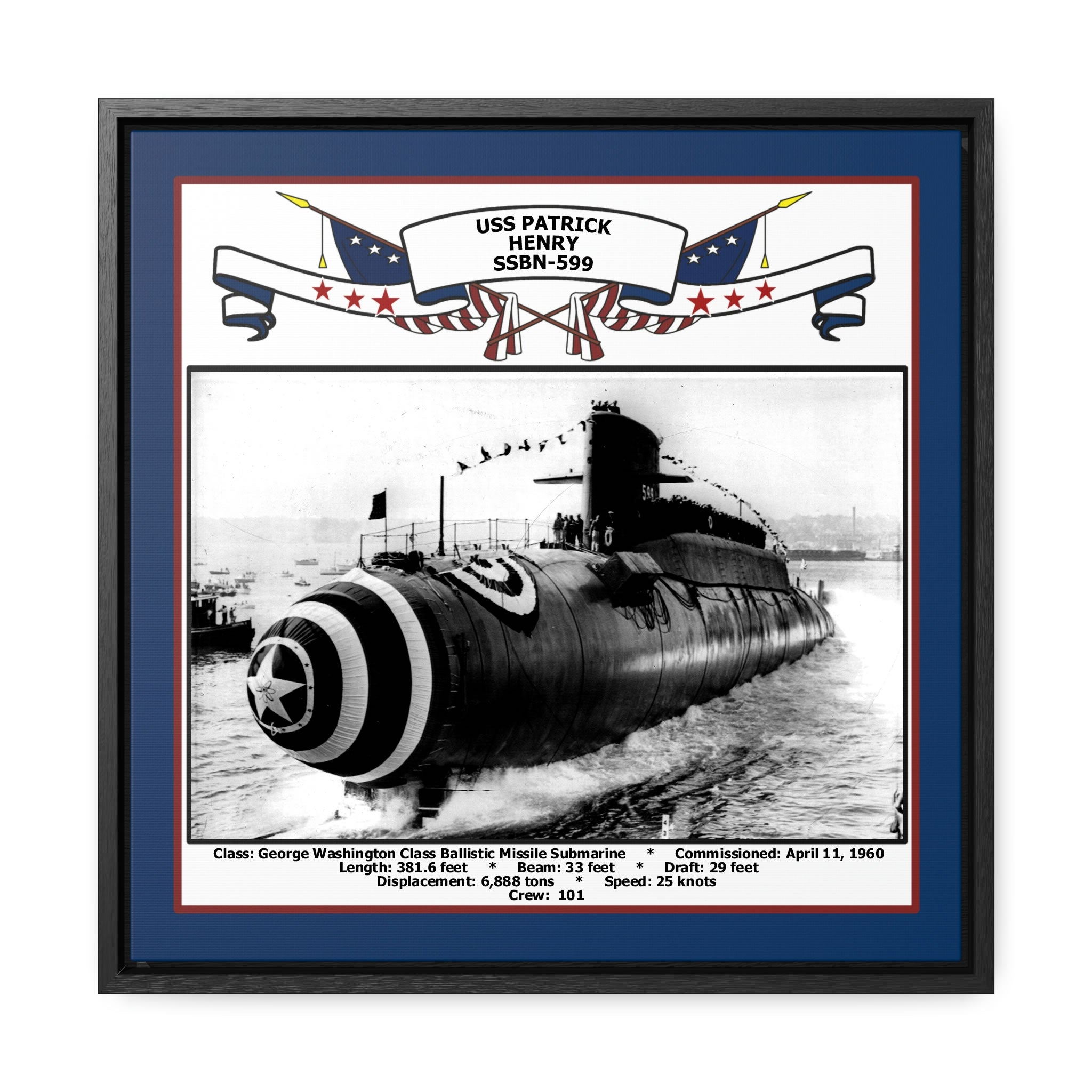USS Patrick Henry SSBN-599 Navy Floating Frame Photo – Navy Emporium