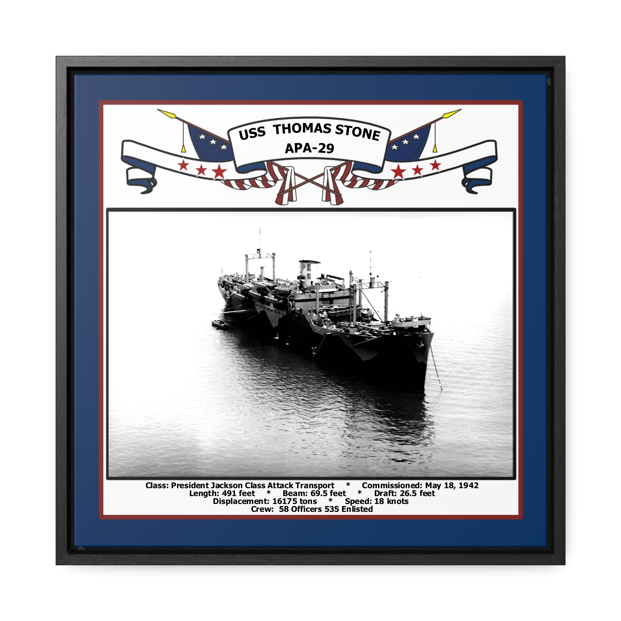 USS Thomas Stone APA-29 Navy Floating Frame Photo – Navy Emporium