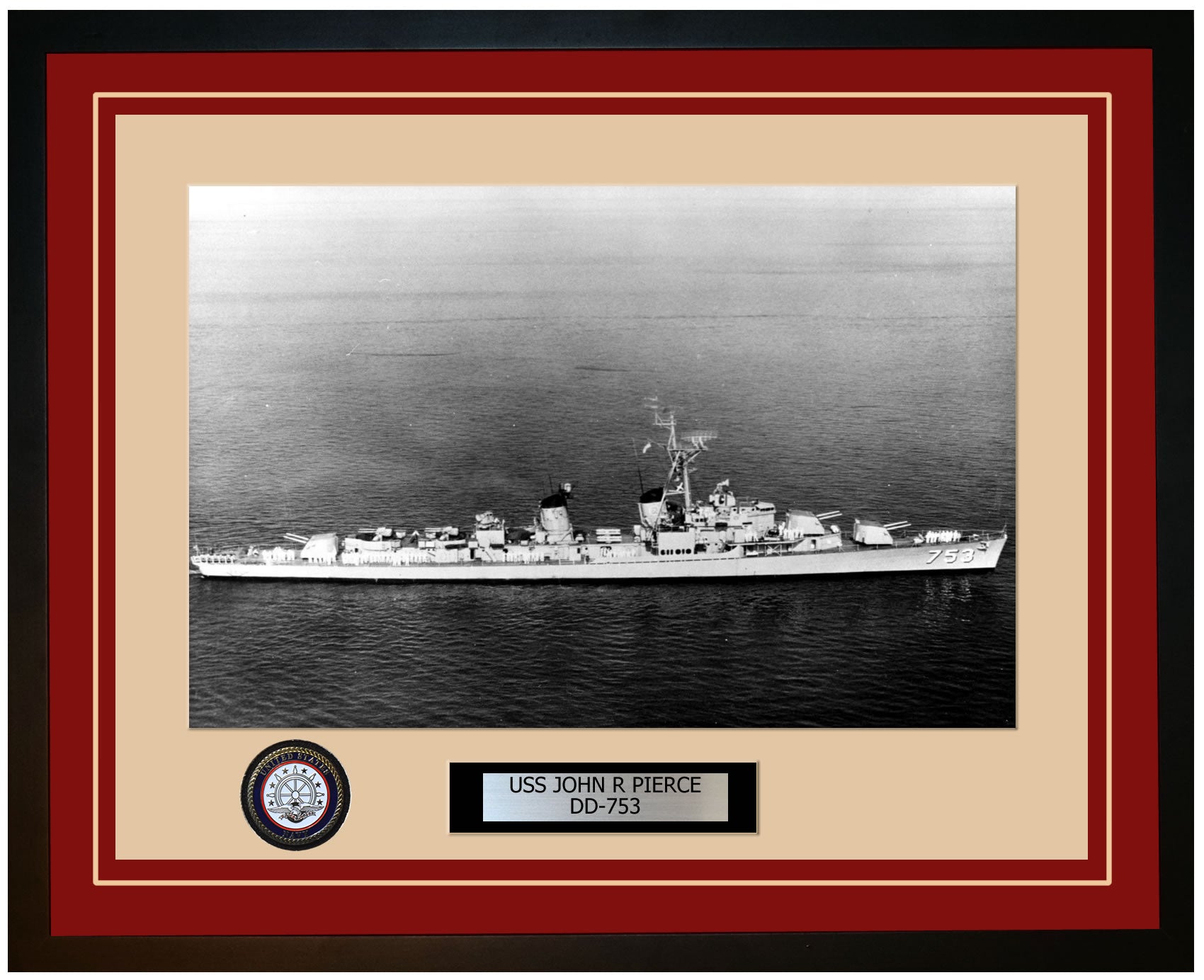 USS JOHN R PIERCE DD-753 Framed Navy Ship Photo Burgundy – Navy Emporium