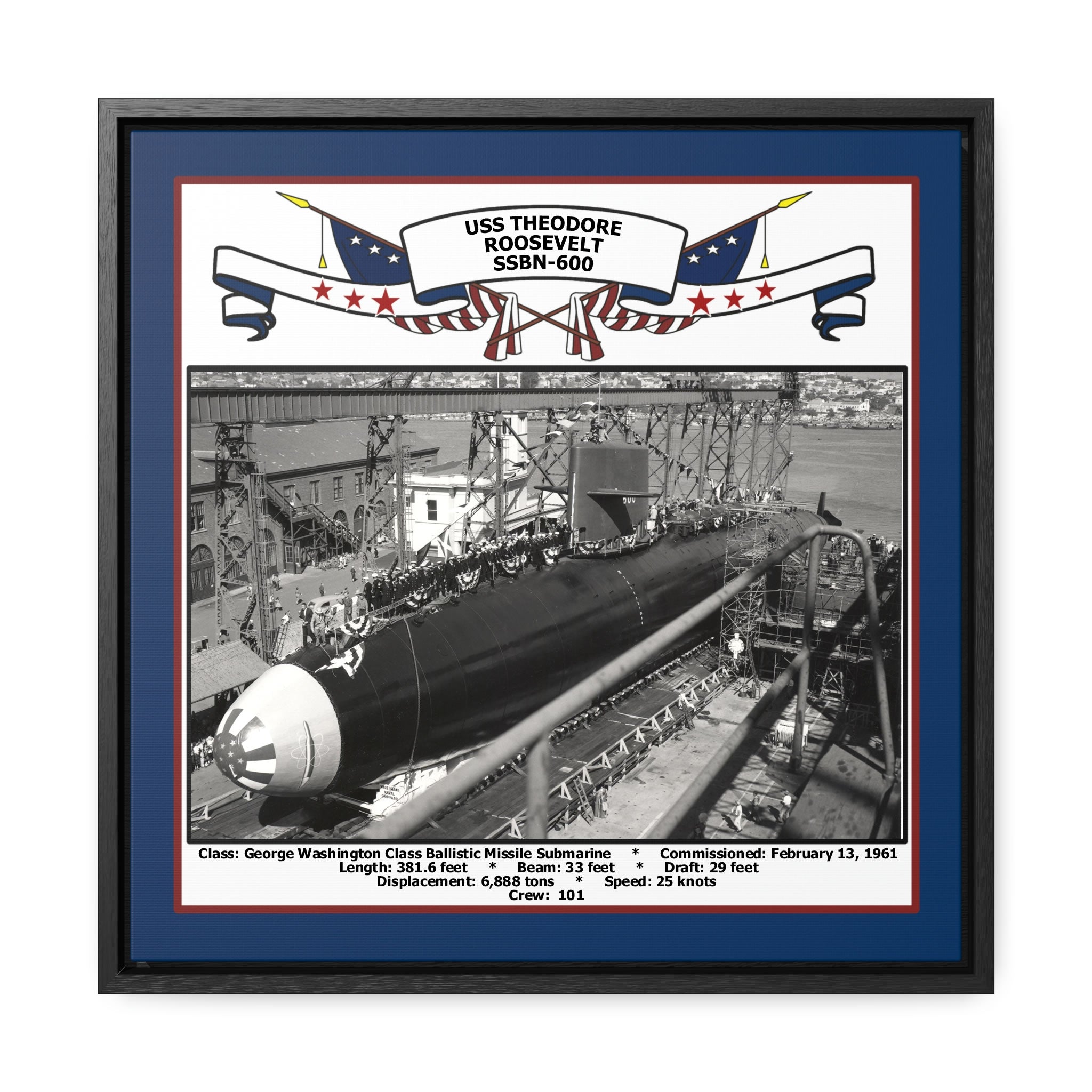 USS Theodore Roosevelt SSBN-600 Navy Floating Frame Photo – Navy Emporium