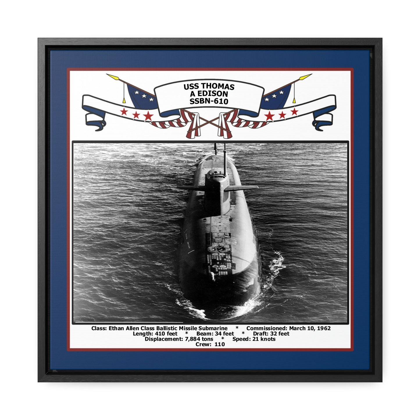 USS Thomas A Edison SSBN-610 Navy Floating Frame Photo – Navy Emporium