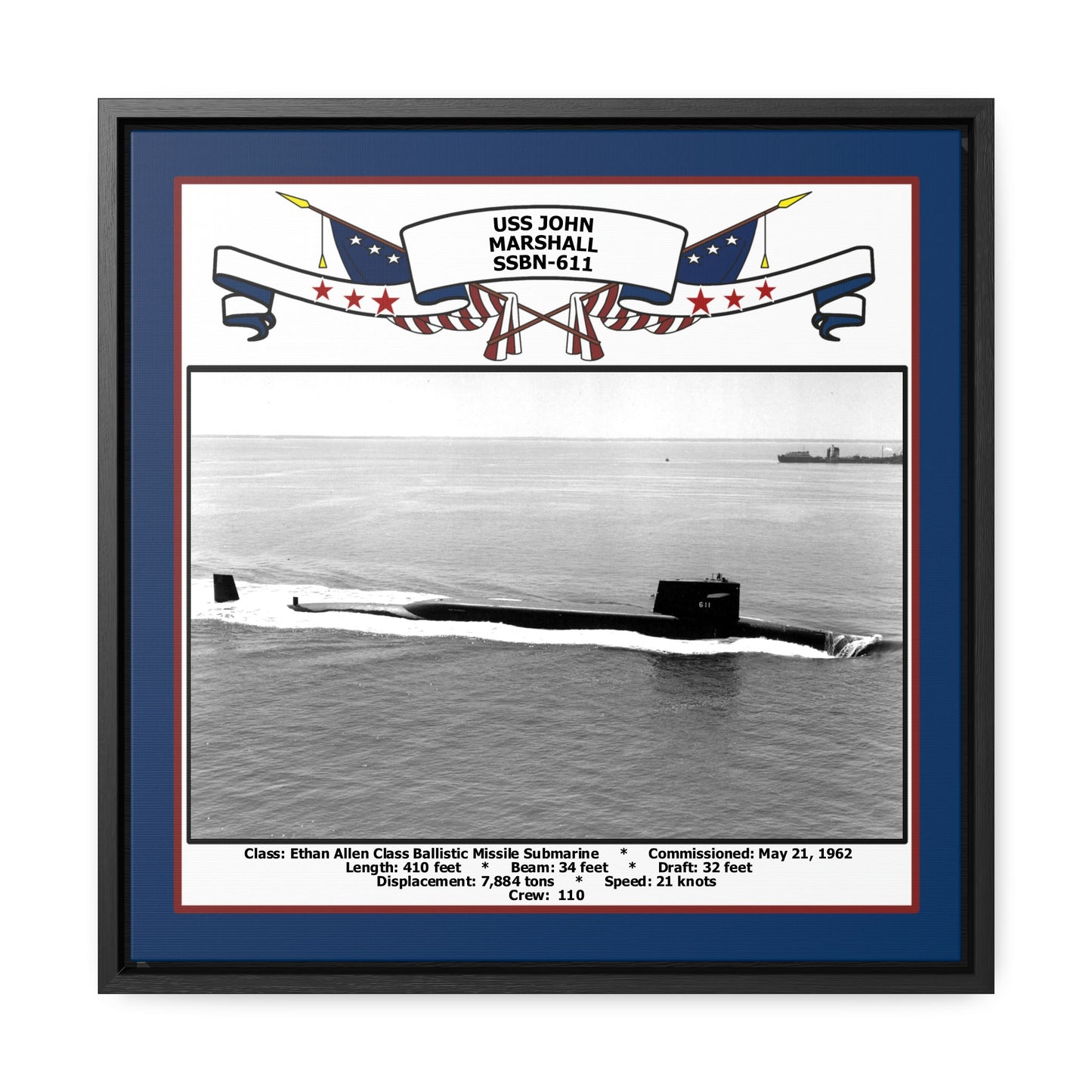 USS John Marshall SSBN-611 Navy Floating Frame Photo – Navy Emporium