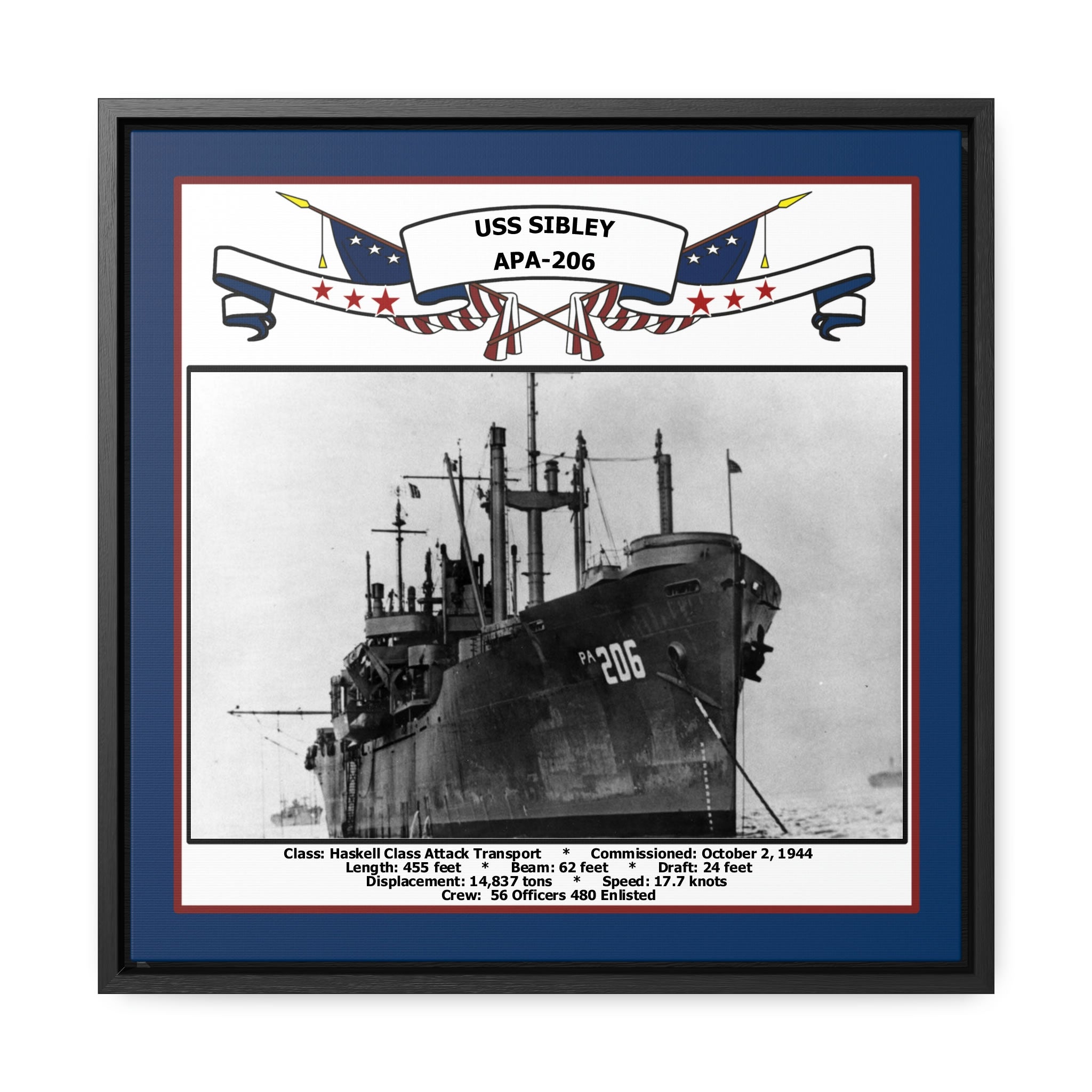 USS Sibley APA-206 Navy Floating Frame Photo – Navy Emporium