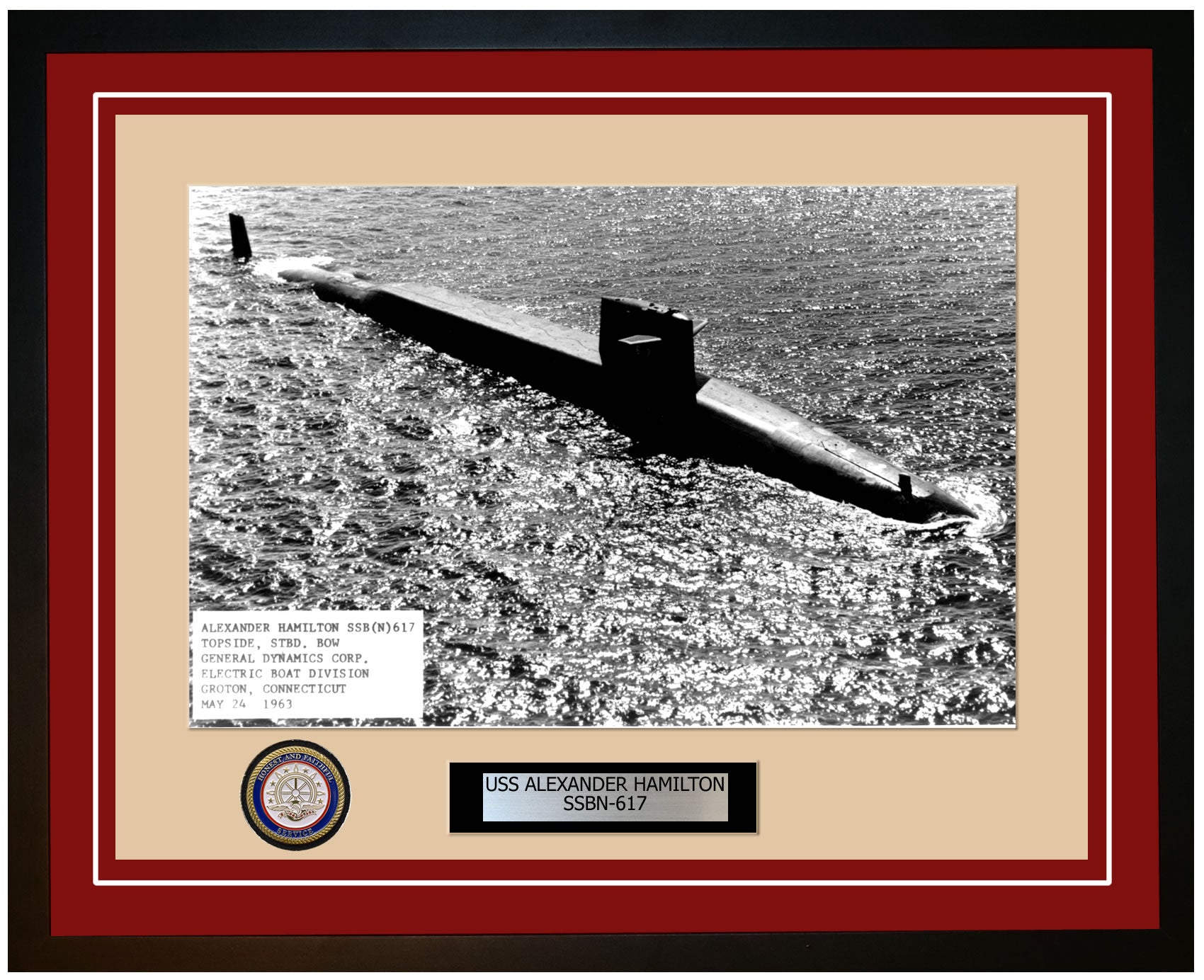 USS Alexander Hamilton SSBN-617 Framed Navy Ship Photo Burgundy – Navy ...