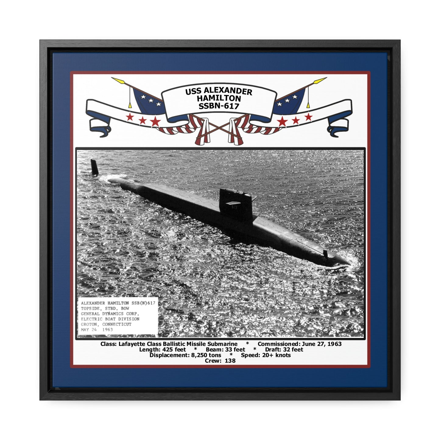 USS Alexander Hamilton SSBN-617 Navy Floating Frame Photo – Navy Emporium