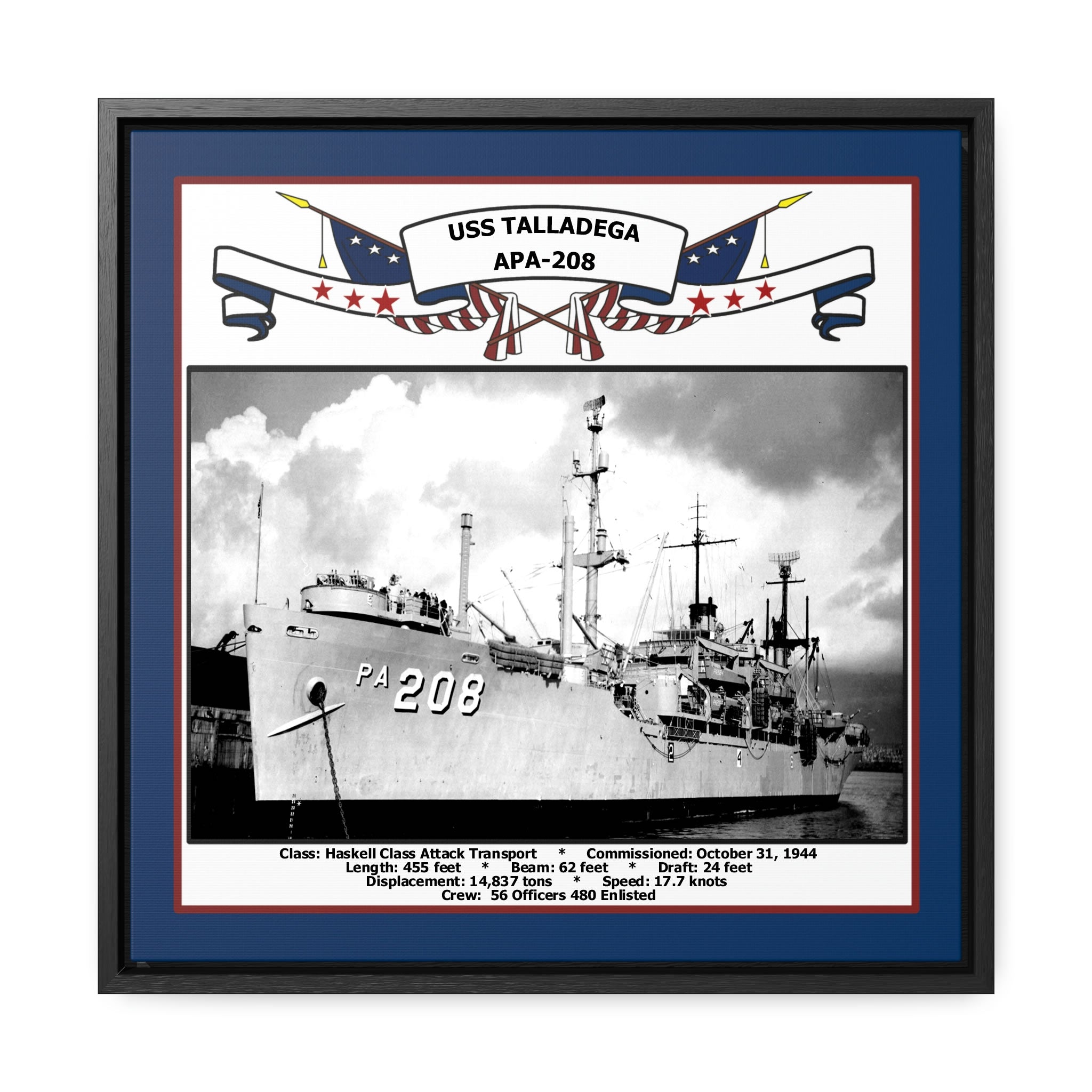 USS Talladega APA-208 Navy Floating Frame Photo – Navy Emporium