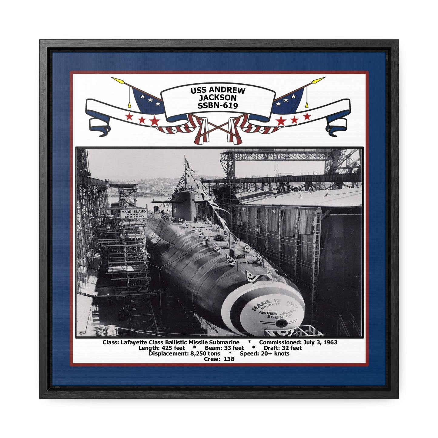 USS Andrew Jackson SSBN-619 Navy Floating Frame Photo – Navy Emporium