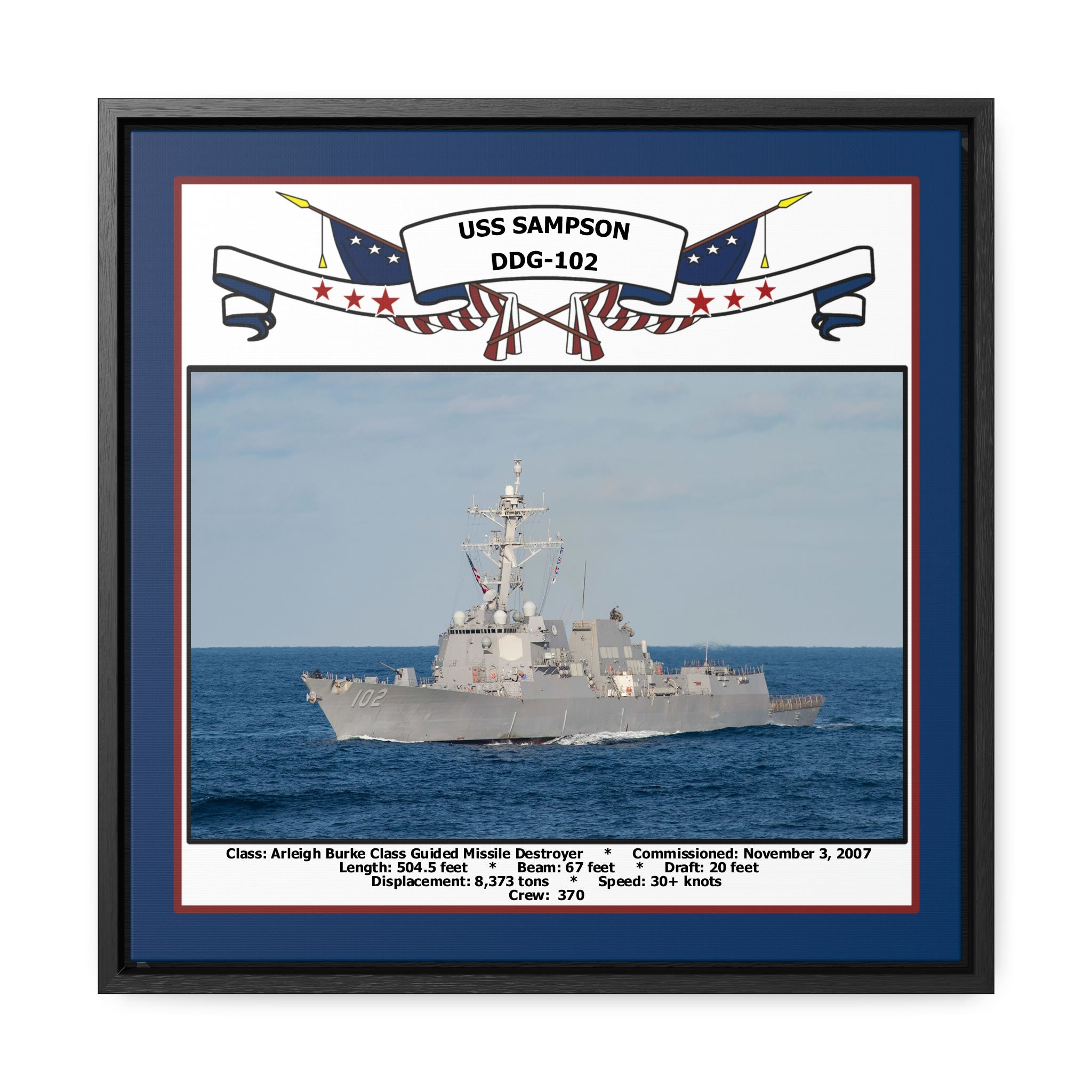 USS Sampson DDG-102 Navy Floating Frame Photo – Navy Emporium