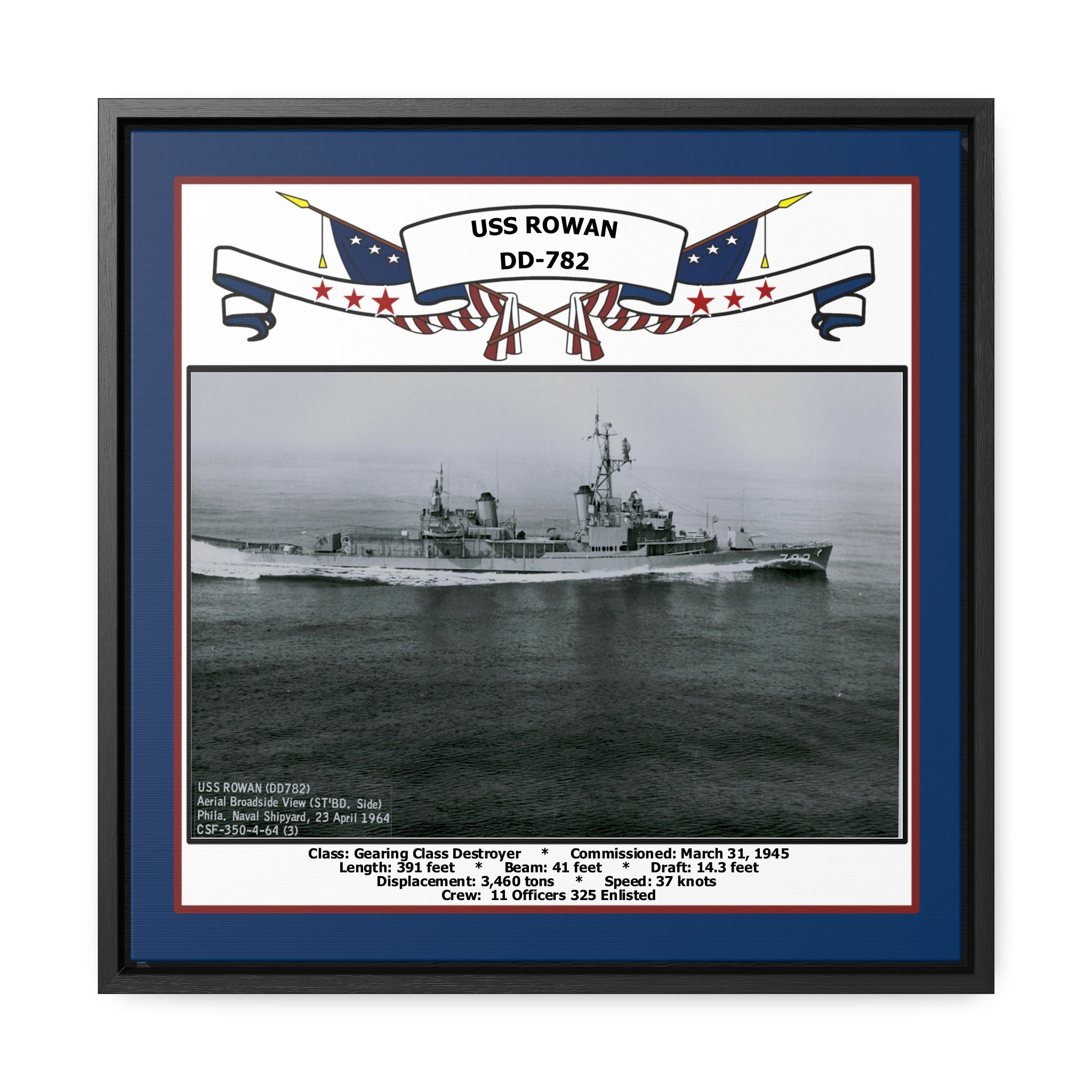 USS Rowan DD-782 Navy Floating Frame Photo – Navy Emporium