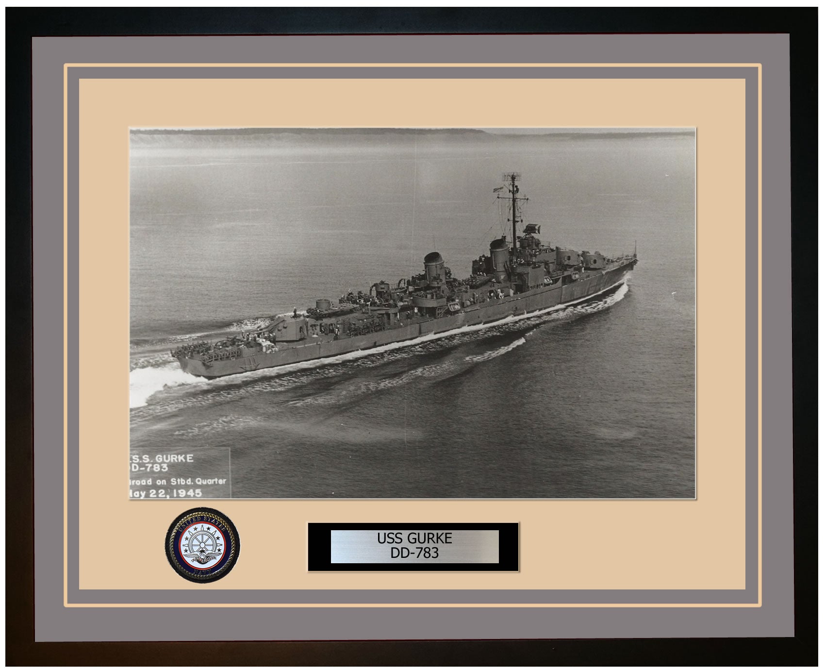 USS GURKE DD-783 Framed Navy Ship Photo Burgundy – Navy Emporium