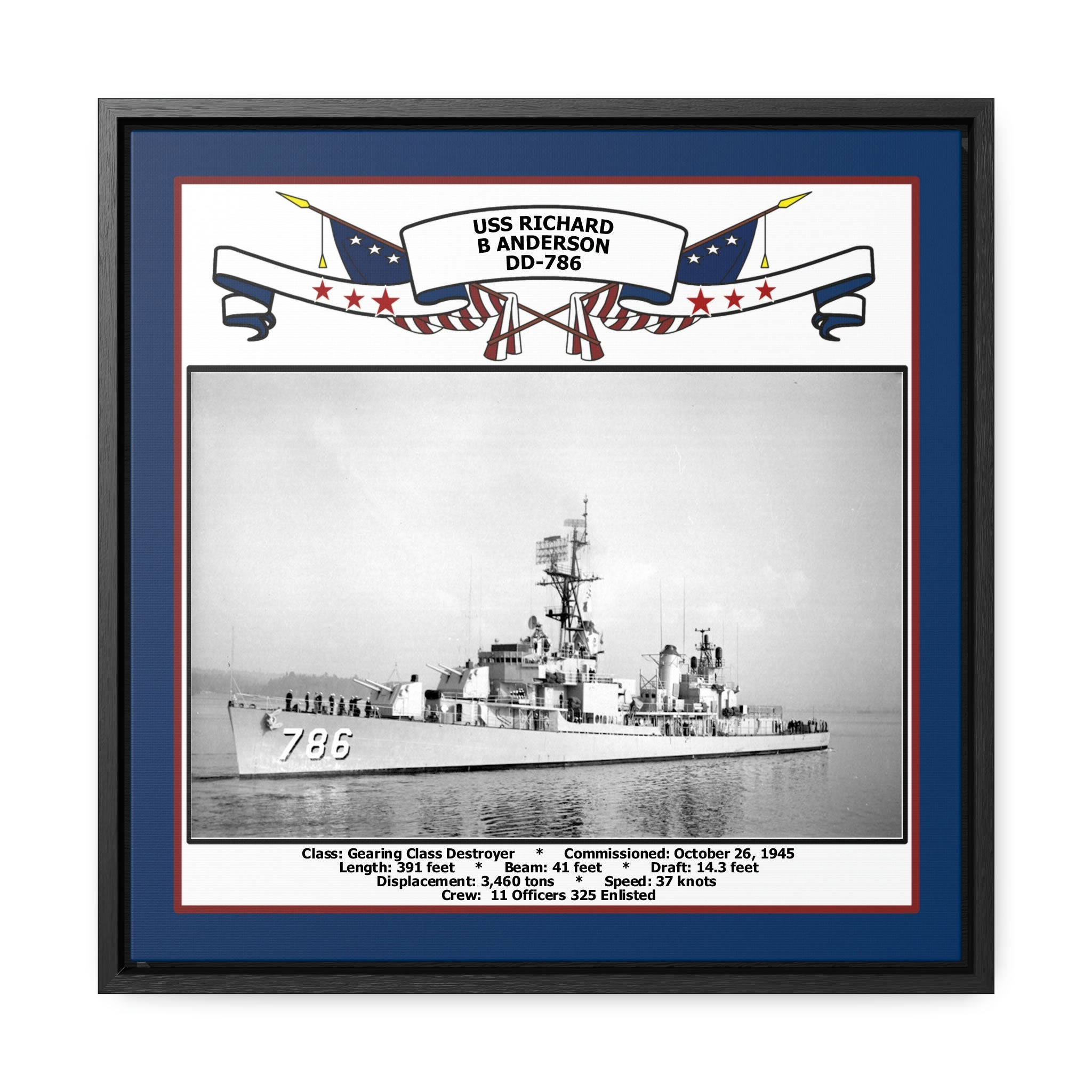 USS Richard B Anderson DD-786 Navy Floating Frame Photo – Navy Emporium