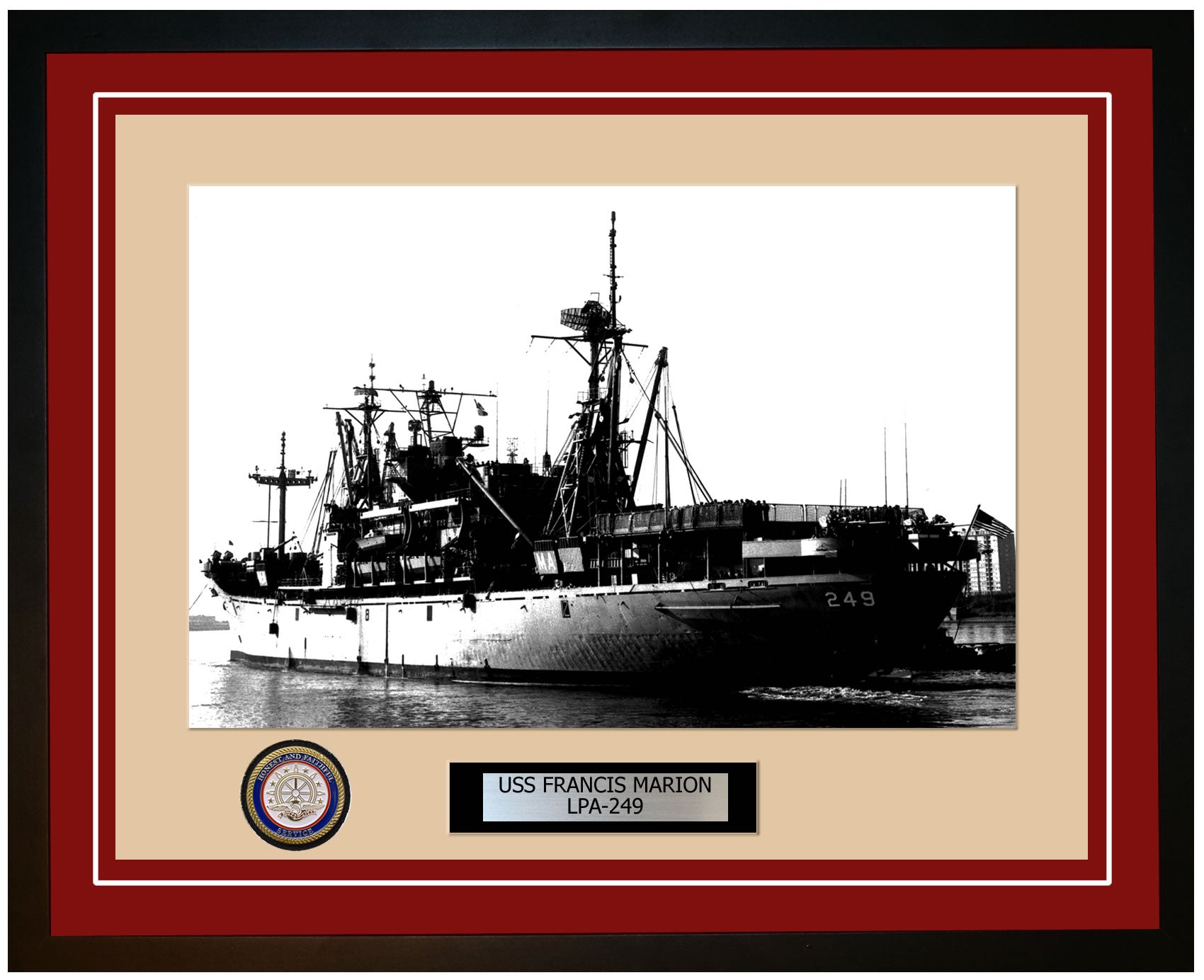 USS Francis Marion LPA-249 Framed Navy Ship Photo Burgundy – Navy Emporium