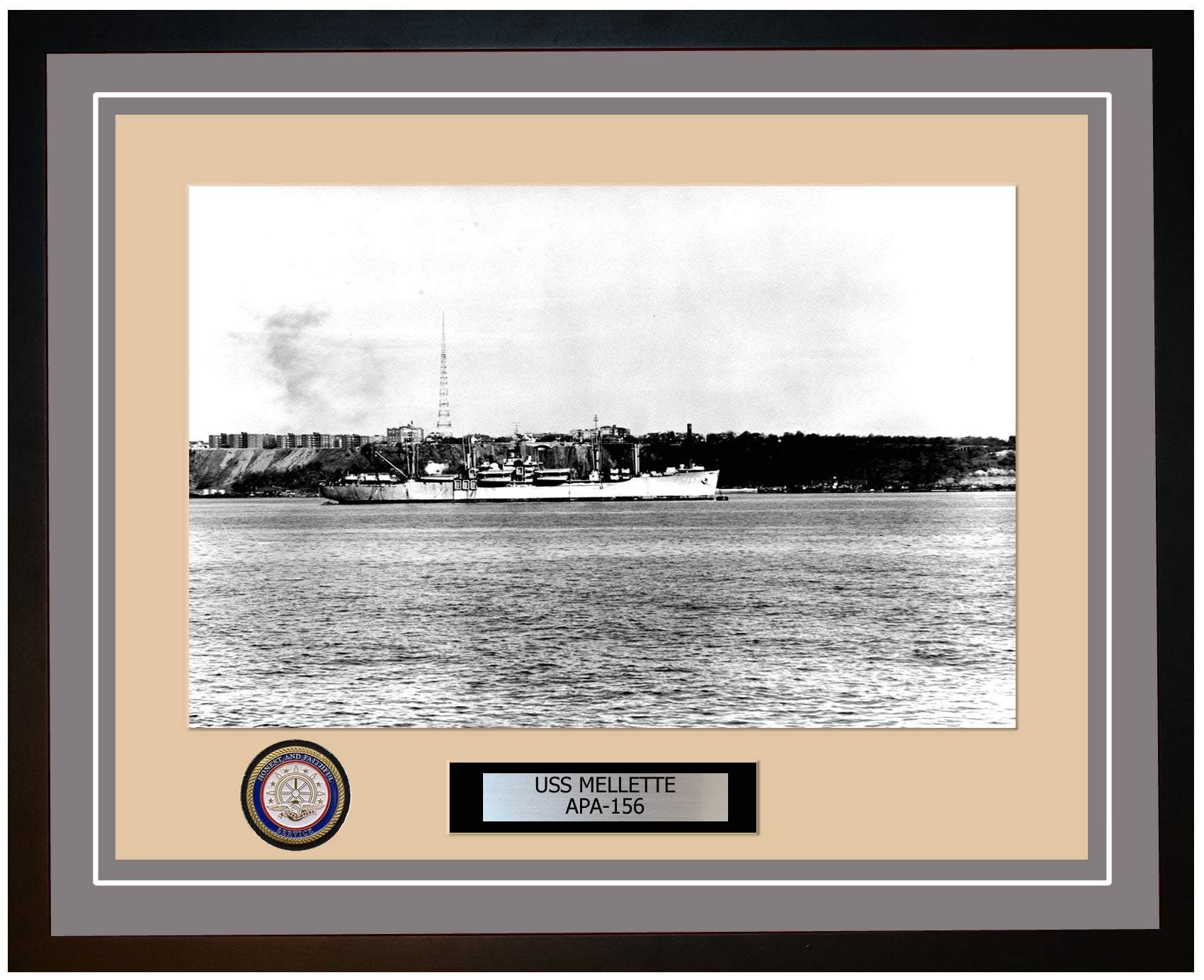 USS Mellette APA-156 Framed Navy Ship Photo Burgundy – Navy Emporium
