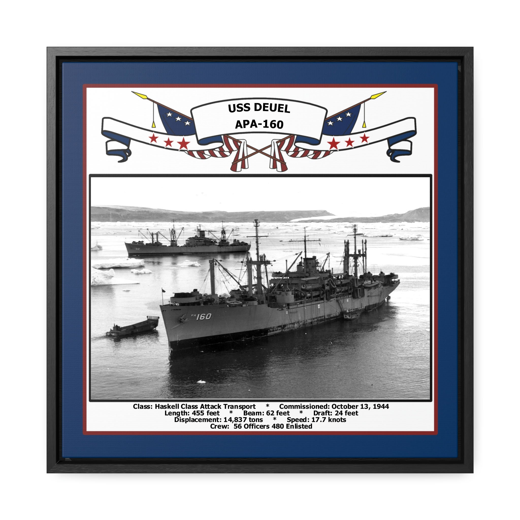 USS Deuel APA-160 Navy Floating Frame Photo – Navy Emporium