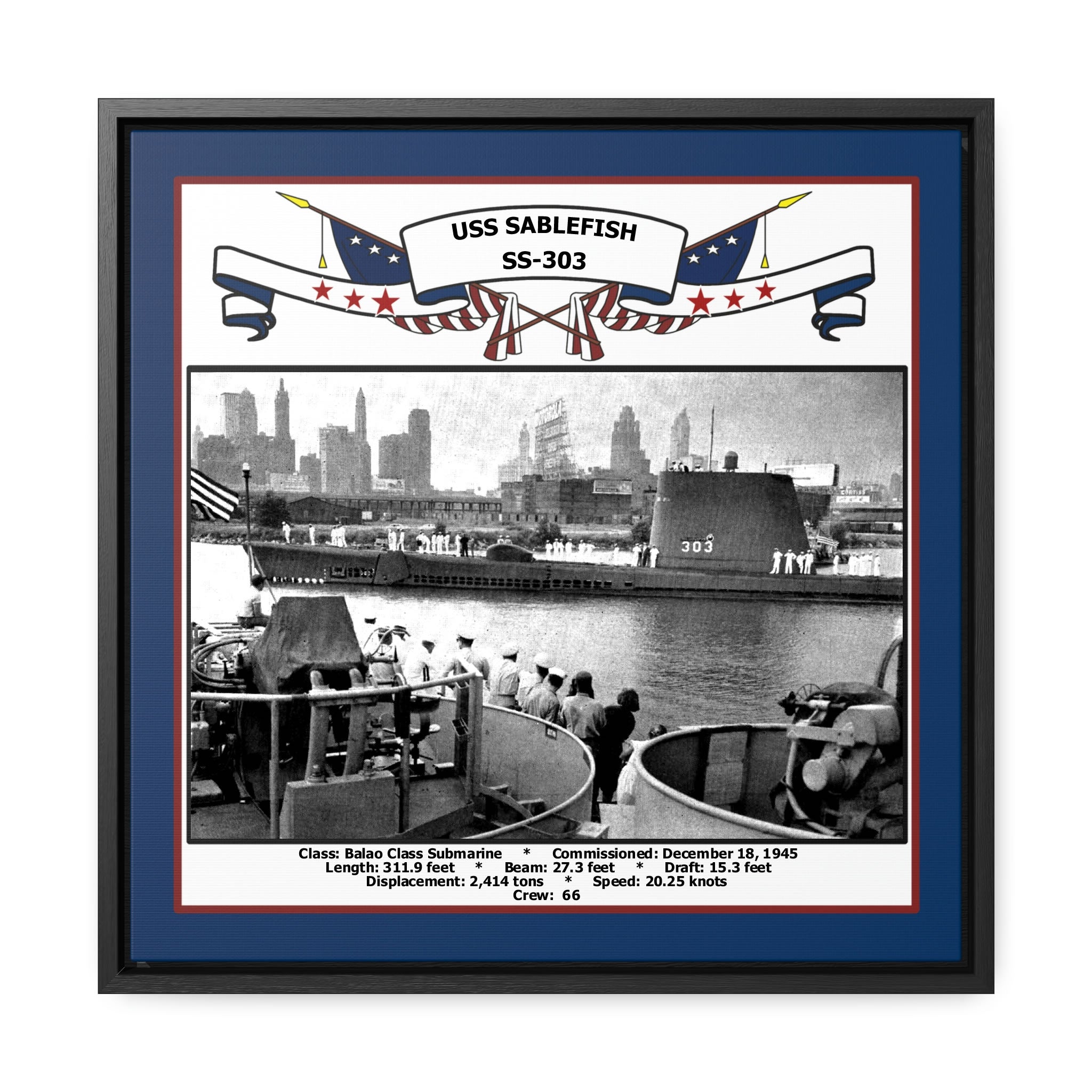 USS Sablefish SS-303 Navy Floating Frame Photo – Navy Emporium