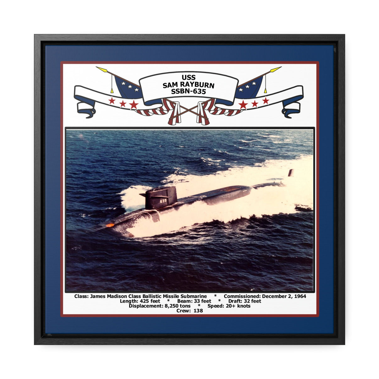 USS Sam Rayburn SSBN-635 Navy Floating Frame Photo – Navy Emporium