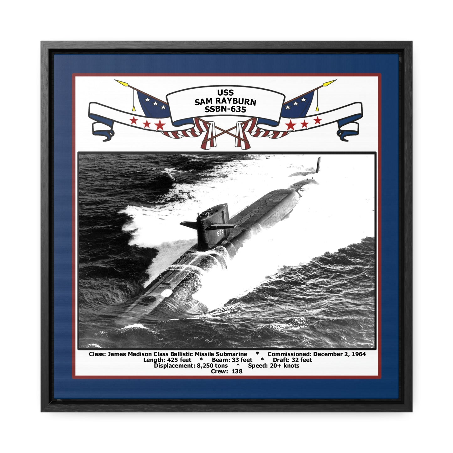 USS Sam Rayburn SSBN-635 Navy Floating Frame Photo – Navy Emporium