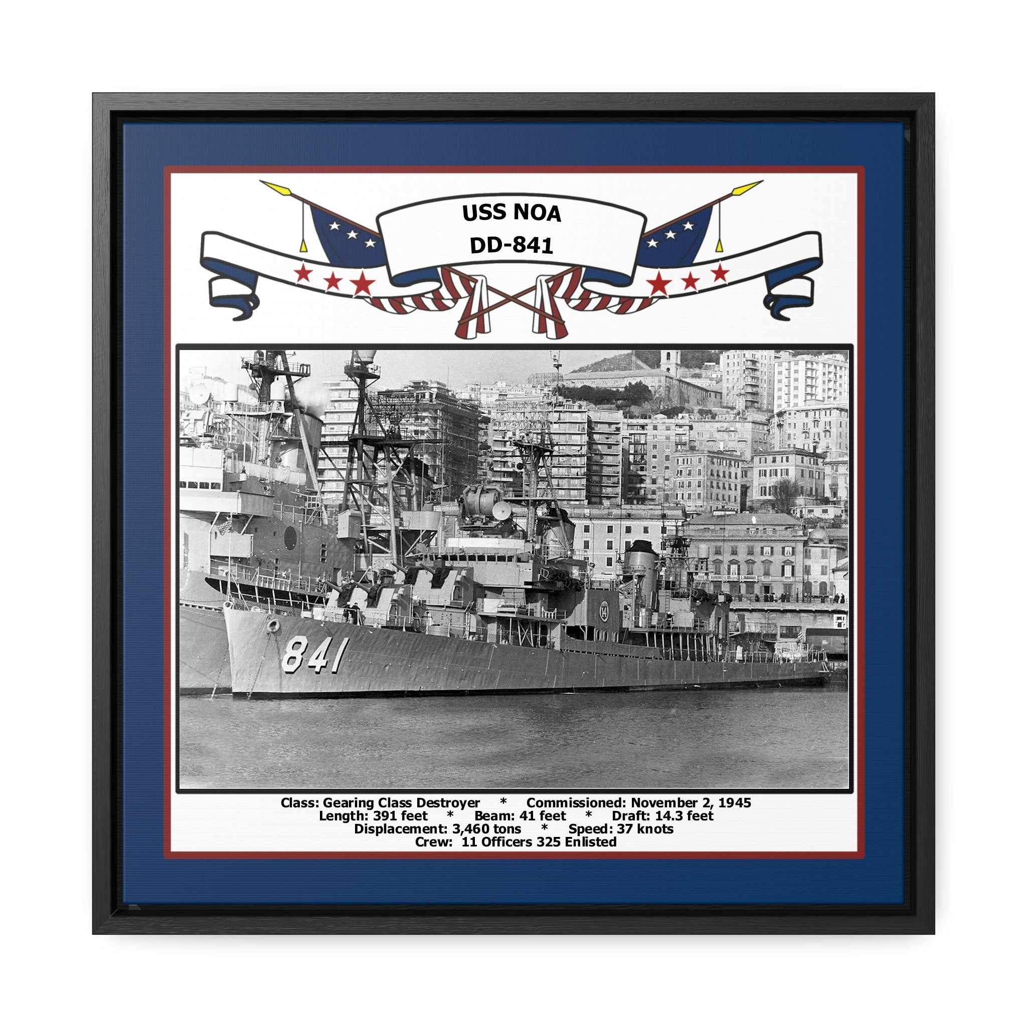 USS Noa DD-841 Navy Floating Frame Photo – Navy Emporium