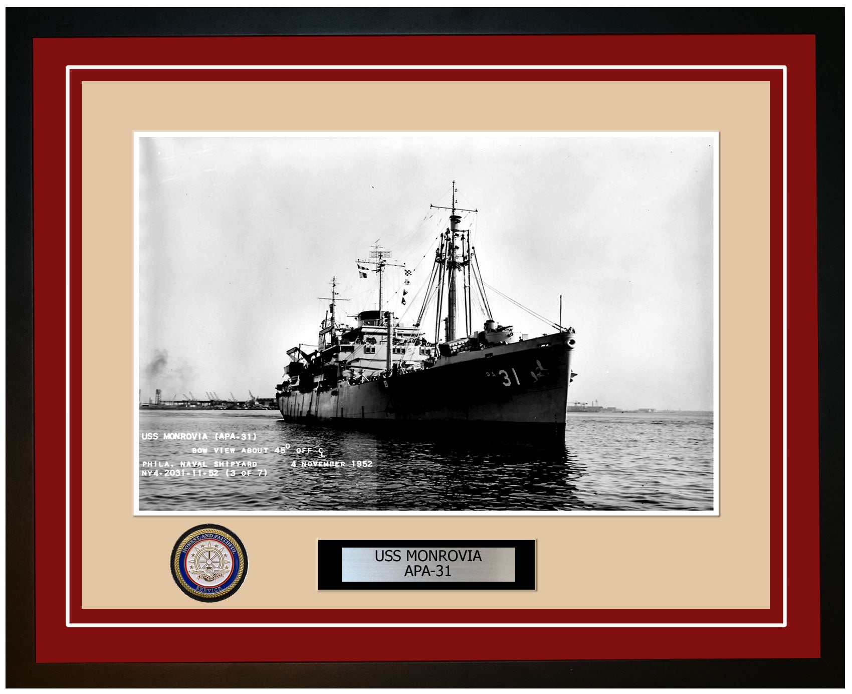 USS Monrovia APA-31 Framed Navy Ship Photo Burgundy – Navy Emporium