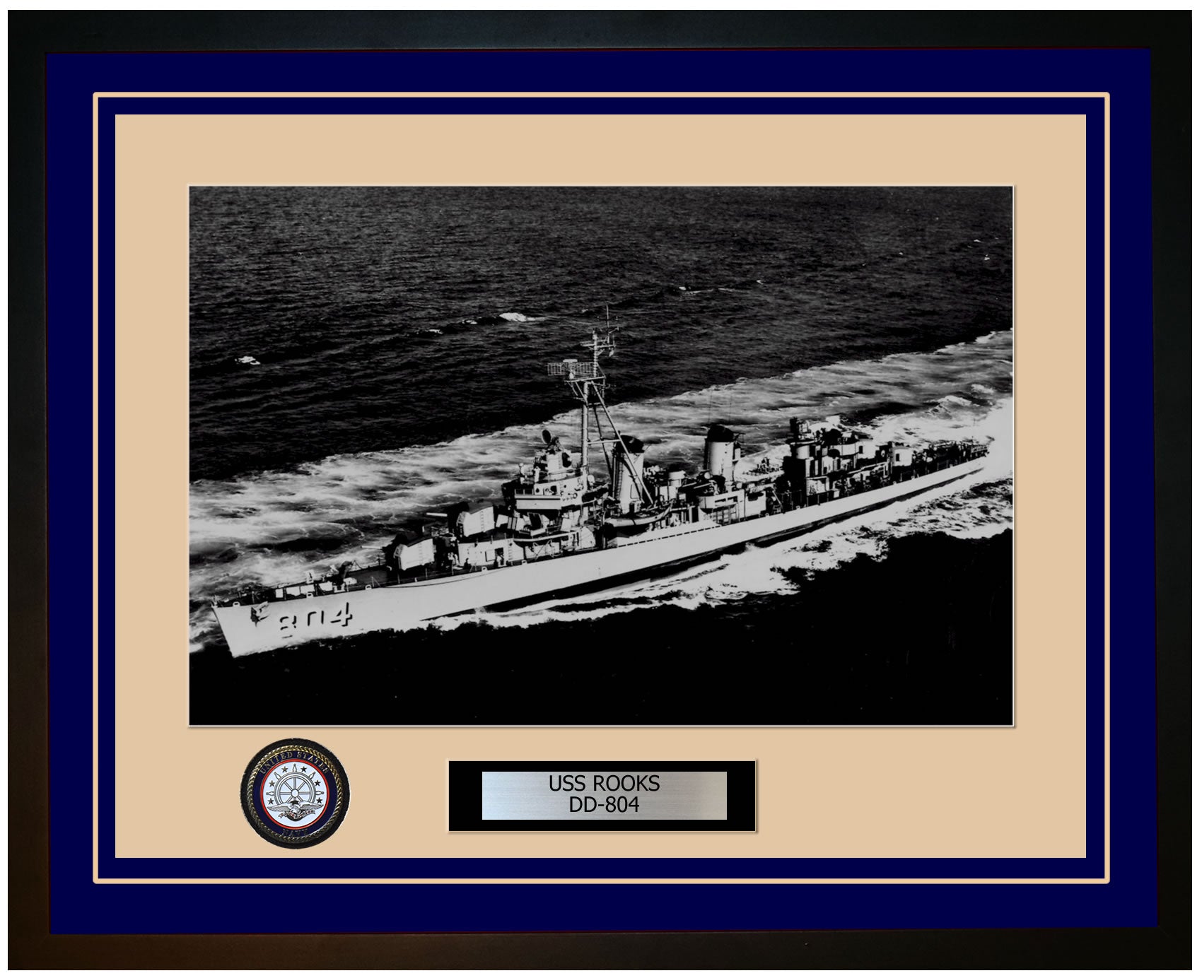 USS ROOKS DD-804 Framed Navy Ship Photo Burgundy – Navy Emporium