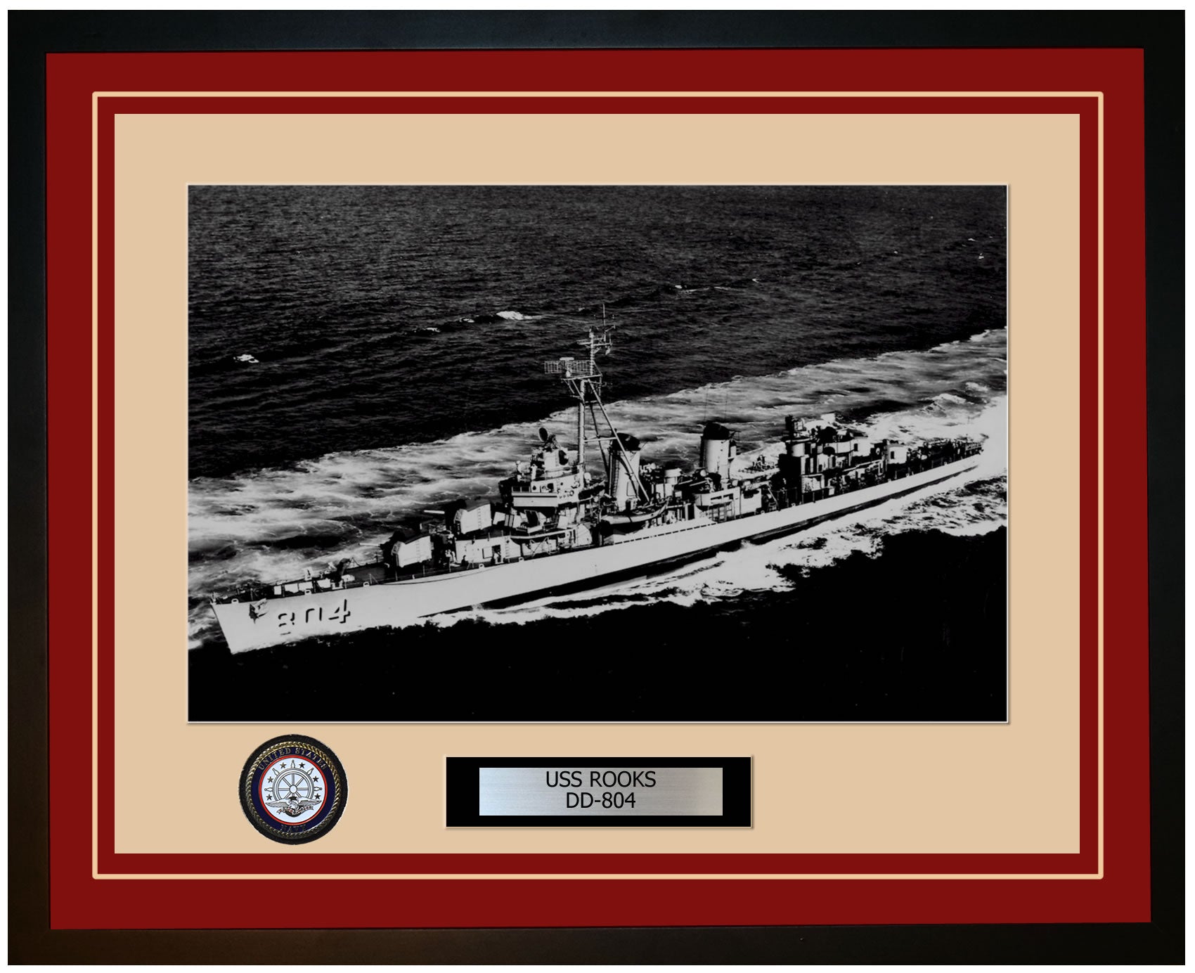 USS ROOKS DD-804 Framed Navy Ship Photo Burgundy – Navy Emporium