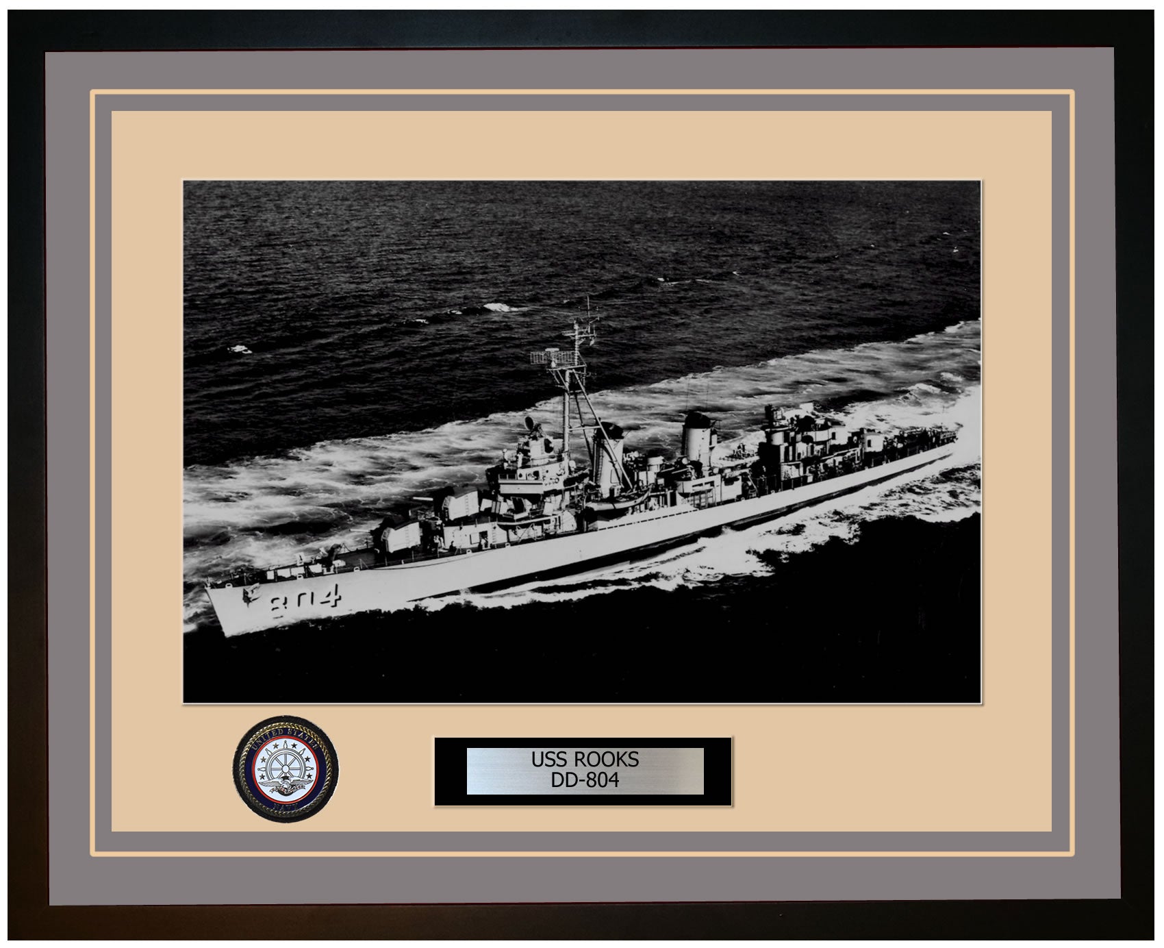 USS ROOKS DD-804 Framed Navy Ship Photo Burgundy – Navy Emporium