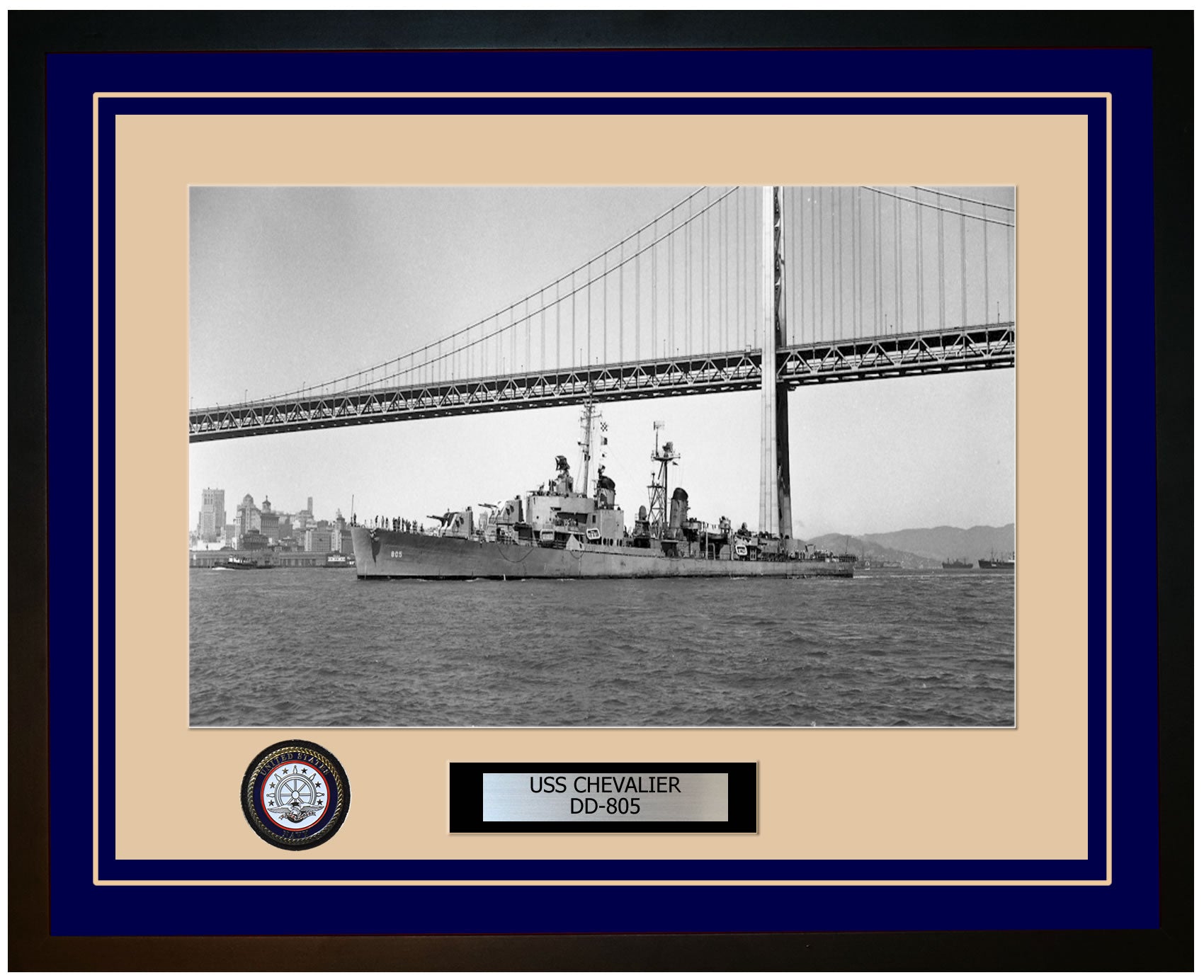 USS CHEVALIER DD-805 Framed Navy Ship Photo Burgundy – Navy Emporium
