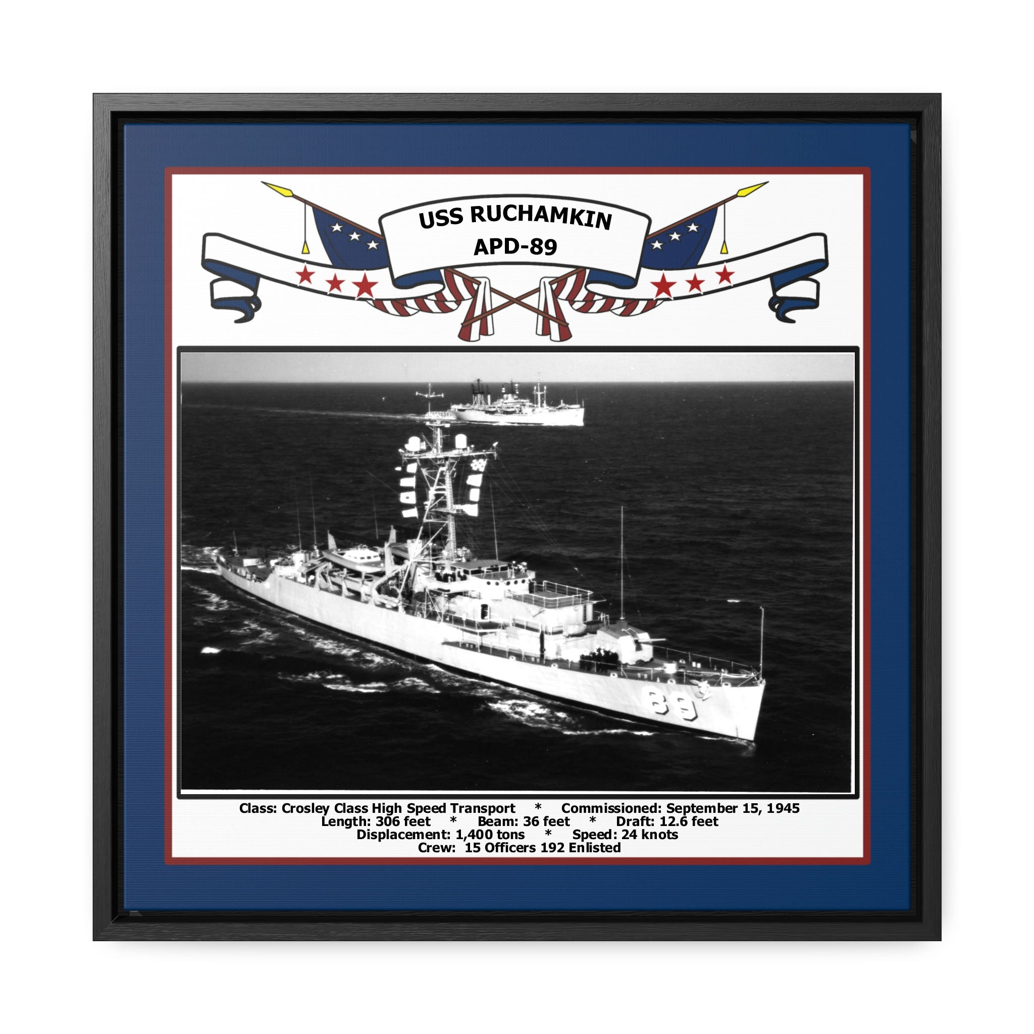 USS Ruchamkin APD-89 Navy Floating Frame Photo – Navy Emporium