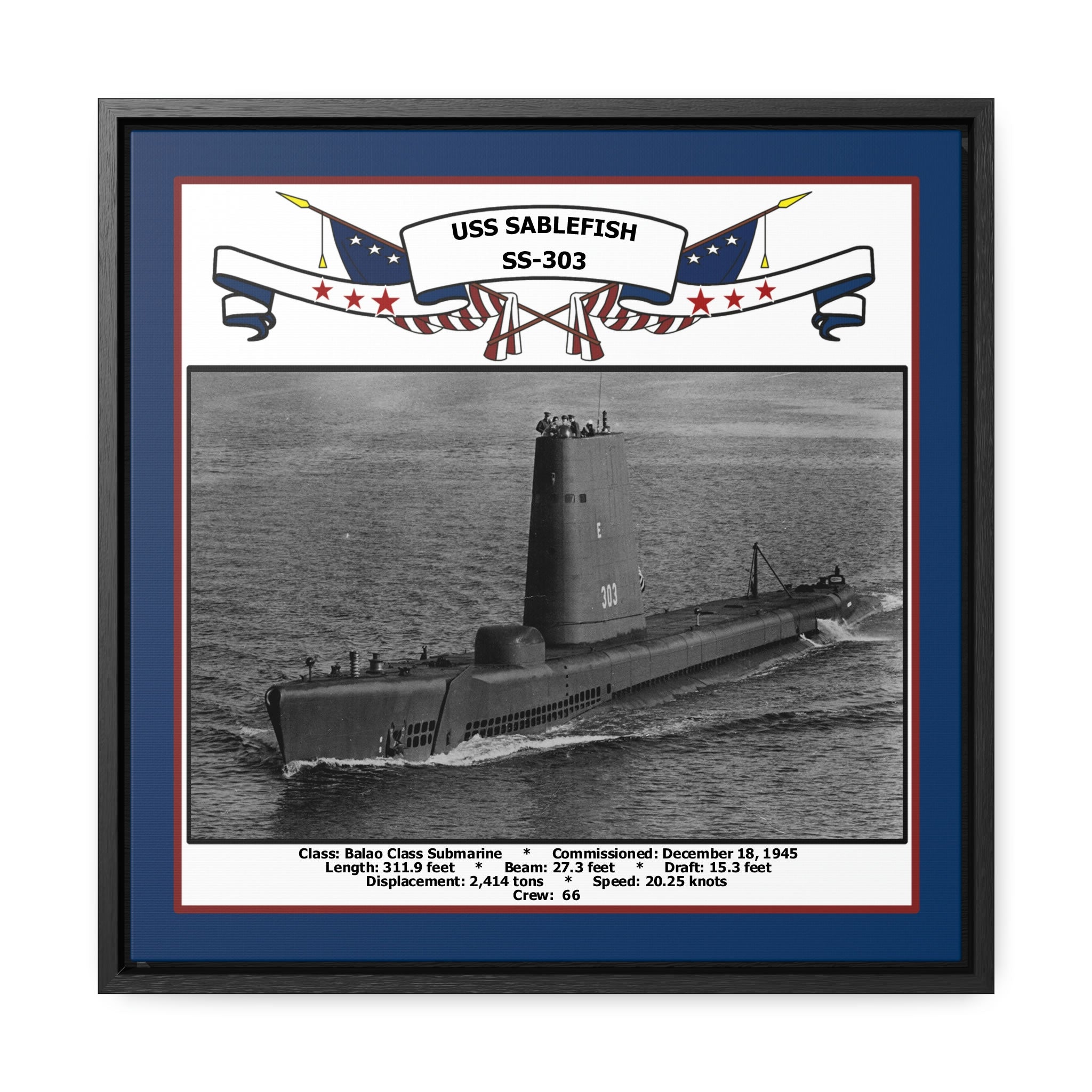 USS Sablefish SS-303 Navy Floating Frame Photo – Navy Emporium