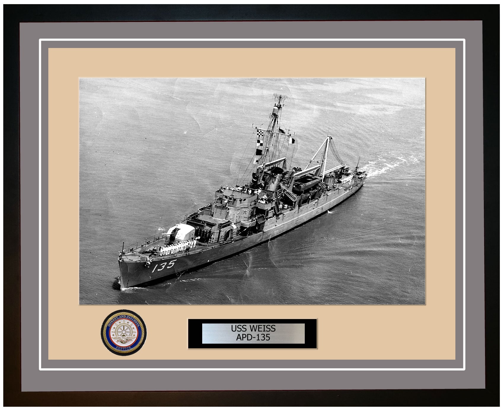 USS Weiss APD-135 Framed Navy Ship Photo Burgundy – Navy Emporium