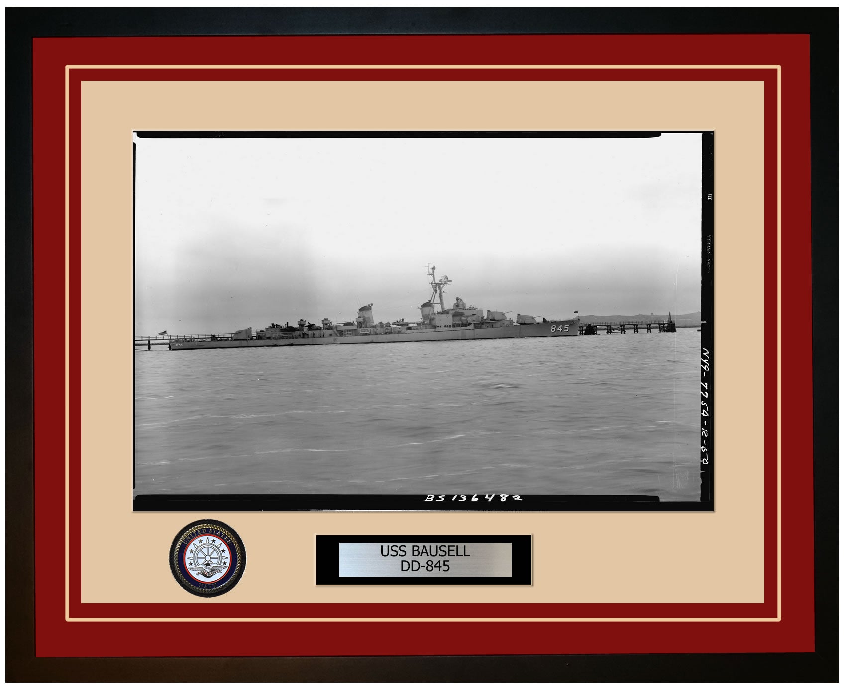 USS BAUSELL DD-845 Framed Navy Ship Photo Burgundy – Navy Emporium