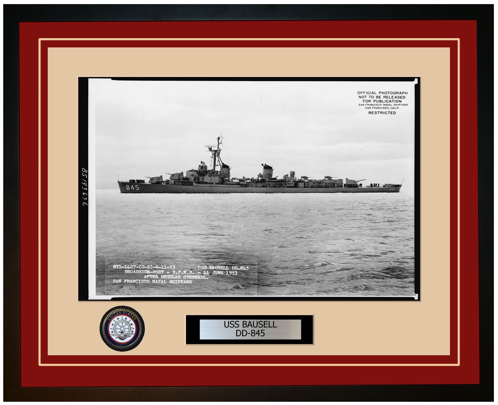 USS BAUSELL DD-845 Framed Navy Ship Photo Burgundy – Navy Emporium