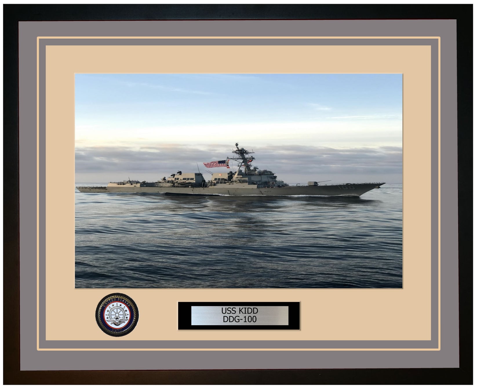 USS KIDD DDG-100 Framed Navy Ship Photo Burgundy – Navy Emporium